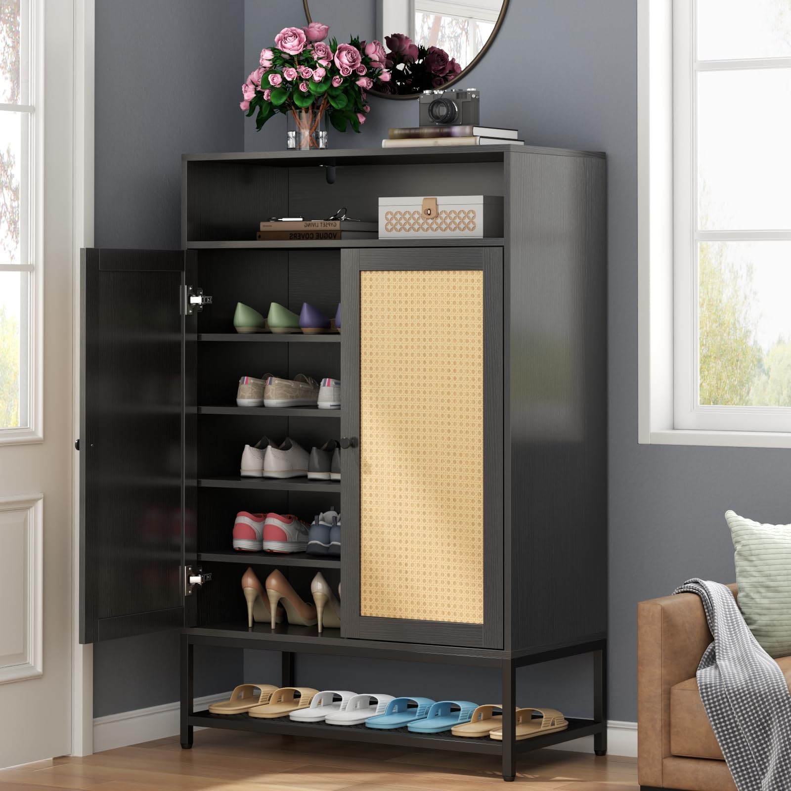 Amazon.com: Shoe Cabinet, 6-Tier Large Shoe Storage Cabinets for ...