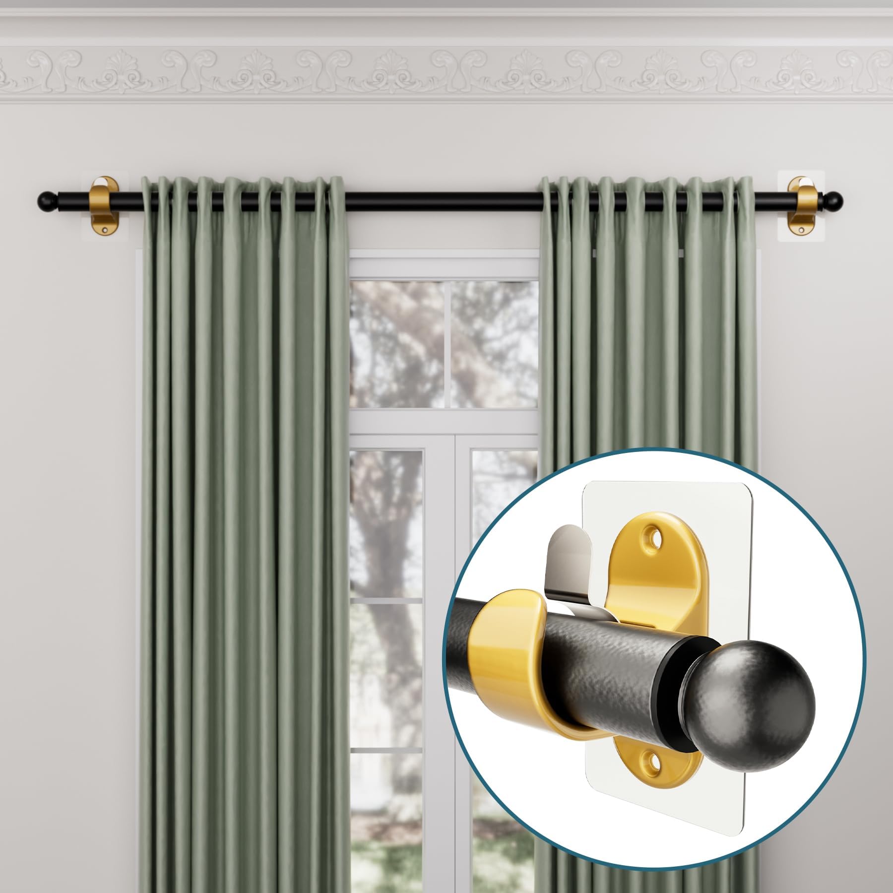 Snapklik.com : 12 Pack No Drilling Curtain Rod Holder, Self Adhesive ...