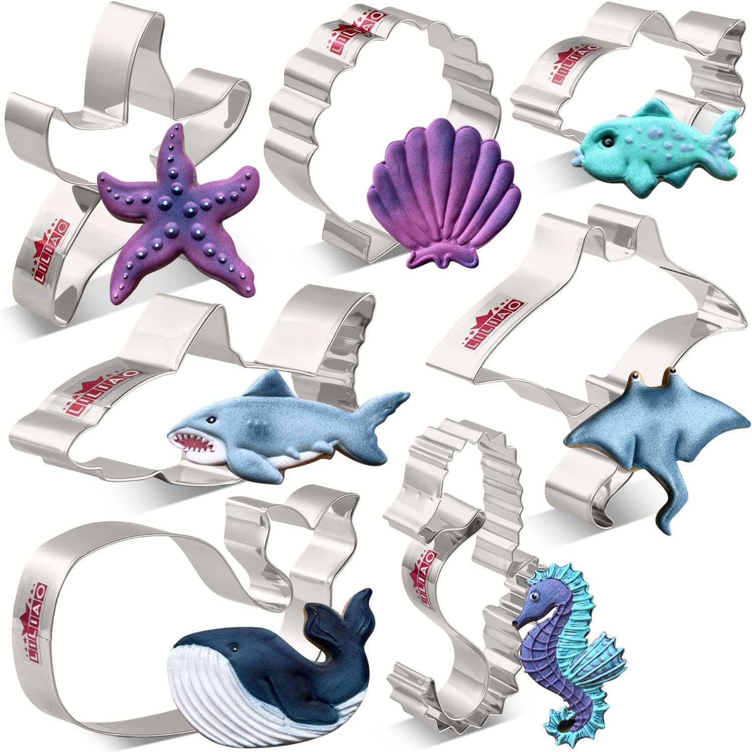 Amazon.com: 5 Pieces Baby Shark Cookie Cutter Set Shark Starfish ...