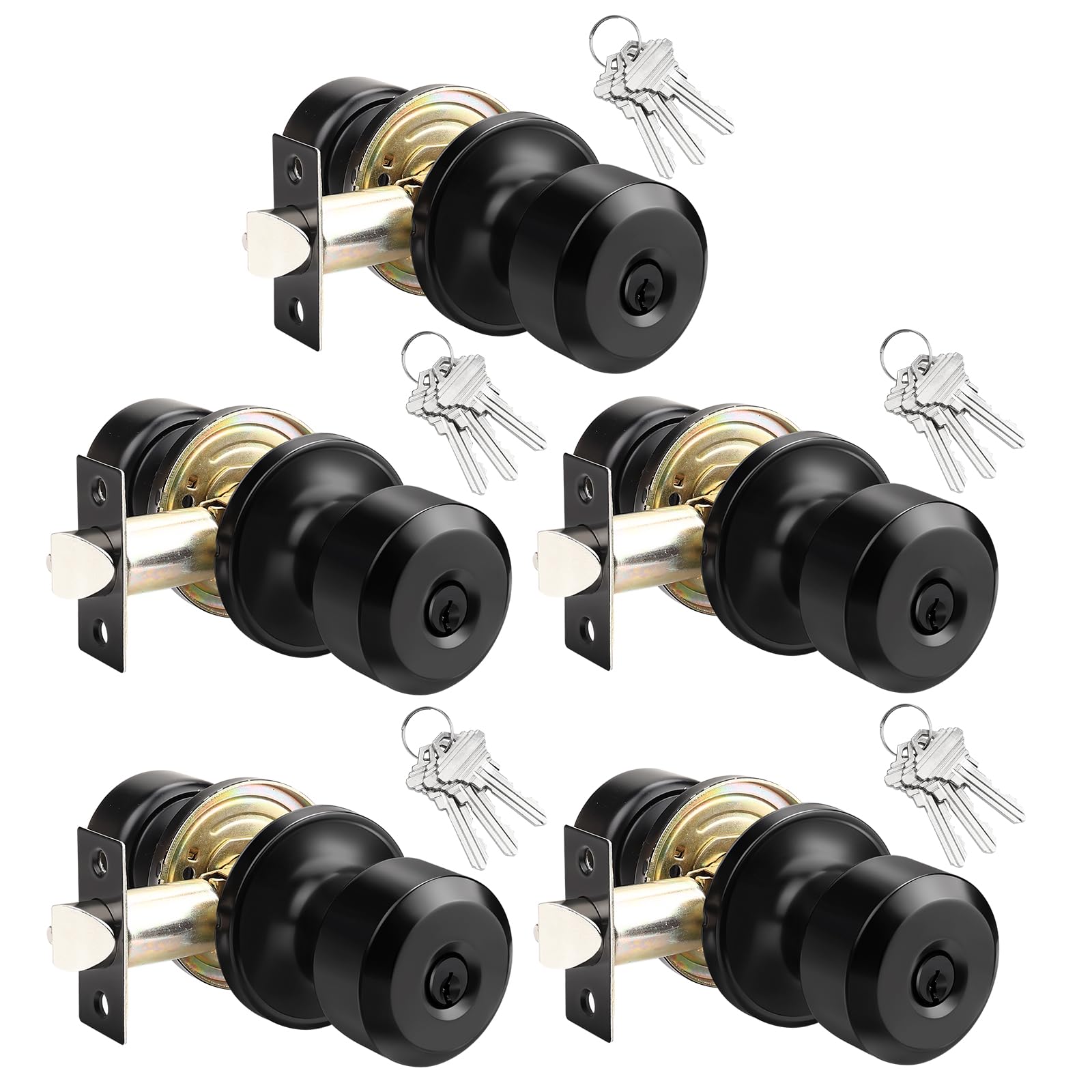 Snapklik.com : KNOBWELL 5 Pack Keyed Entry Door Knobs