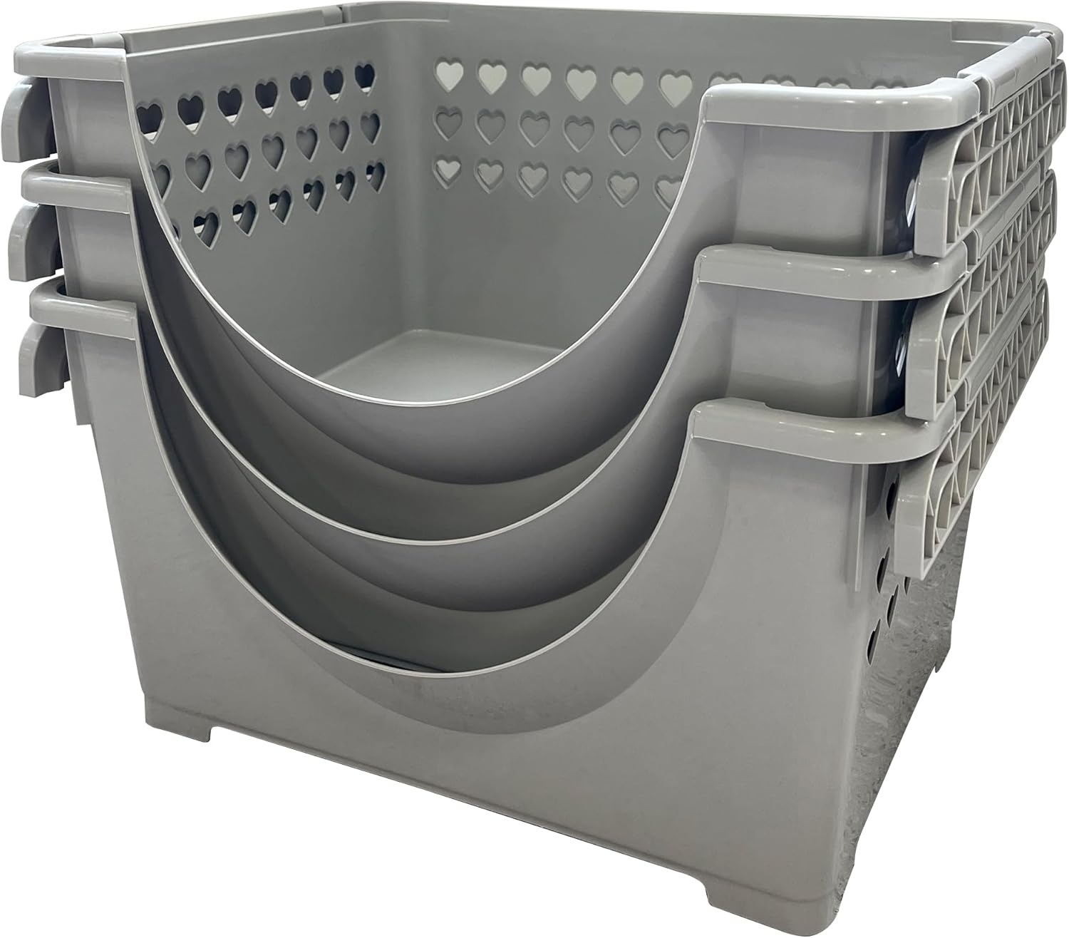 Skywin Contenedores de almacenamiento apilables de plástico, color gris ...