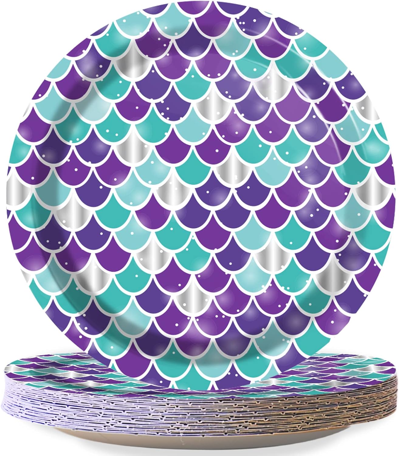 Amazon.com: Wiooffen 48pcs Mermaid Plates Party Supplies Mermaid ...