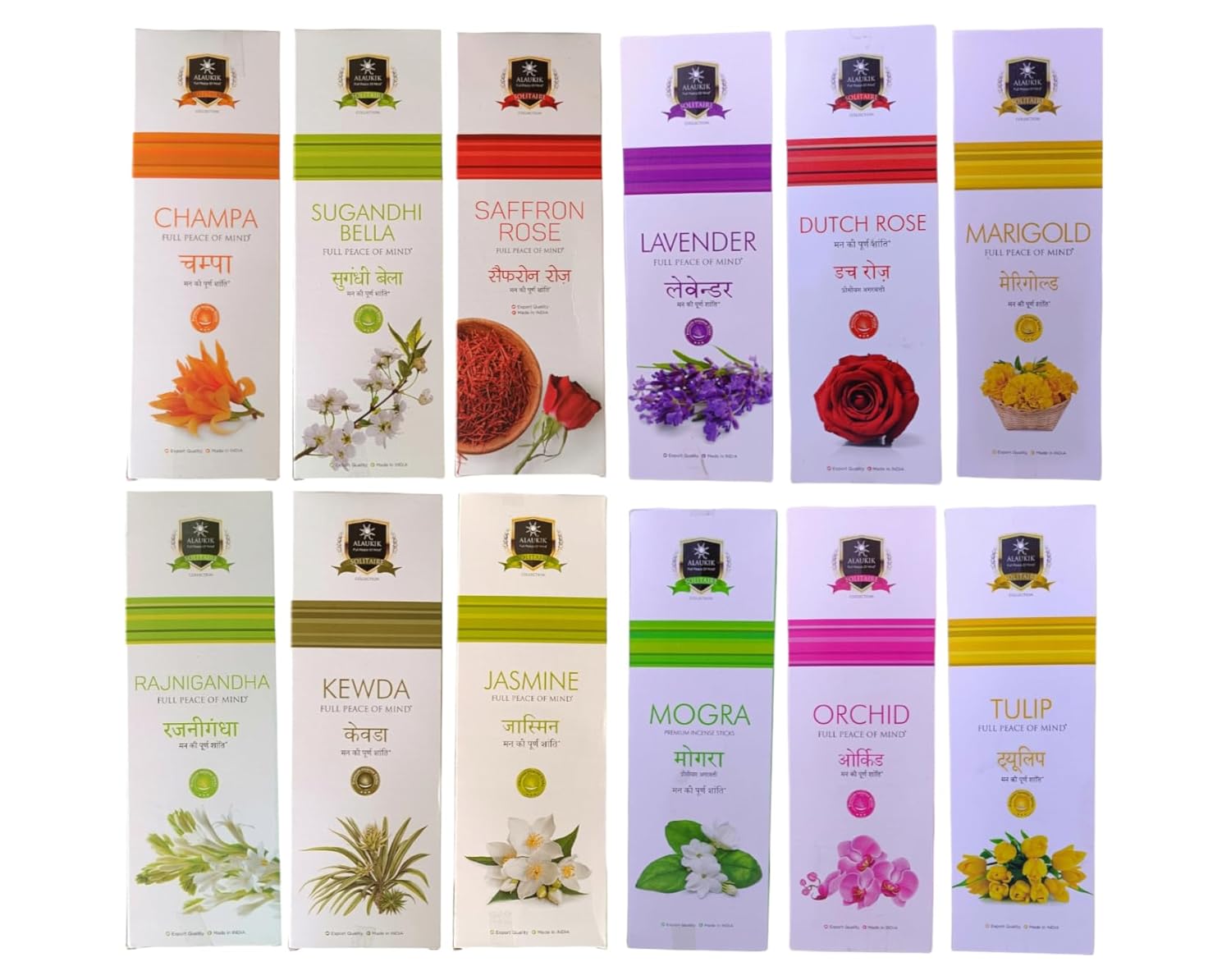 ALAUKIK SOLITAIRE Flowers Combo Pack Premium Incense Sticks 90 grm Box ...