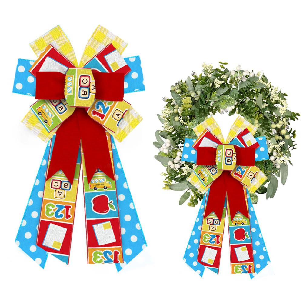 Amazon.com: ALIBBON Large Back to School Bows for Wreath, School Wreath ...