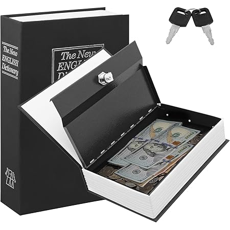 KYODOLED Book Safe with Key Lock, Portable Metal Safe Box,Secret Book ...