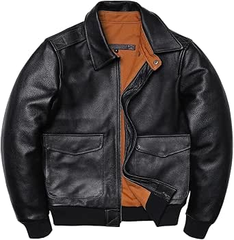 Amazon.com: Men Air Force Natural Cowhide Coats Brown Calf Skin Clothes ...
