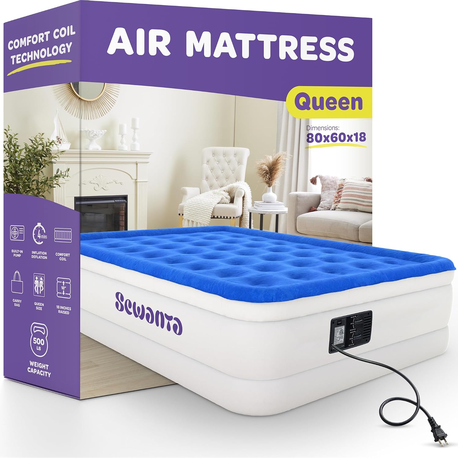 Amazon.com: Air Mattress Queen Size, Luxury Air Mattress with Built in ...