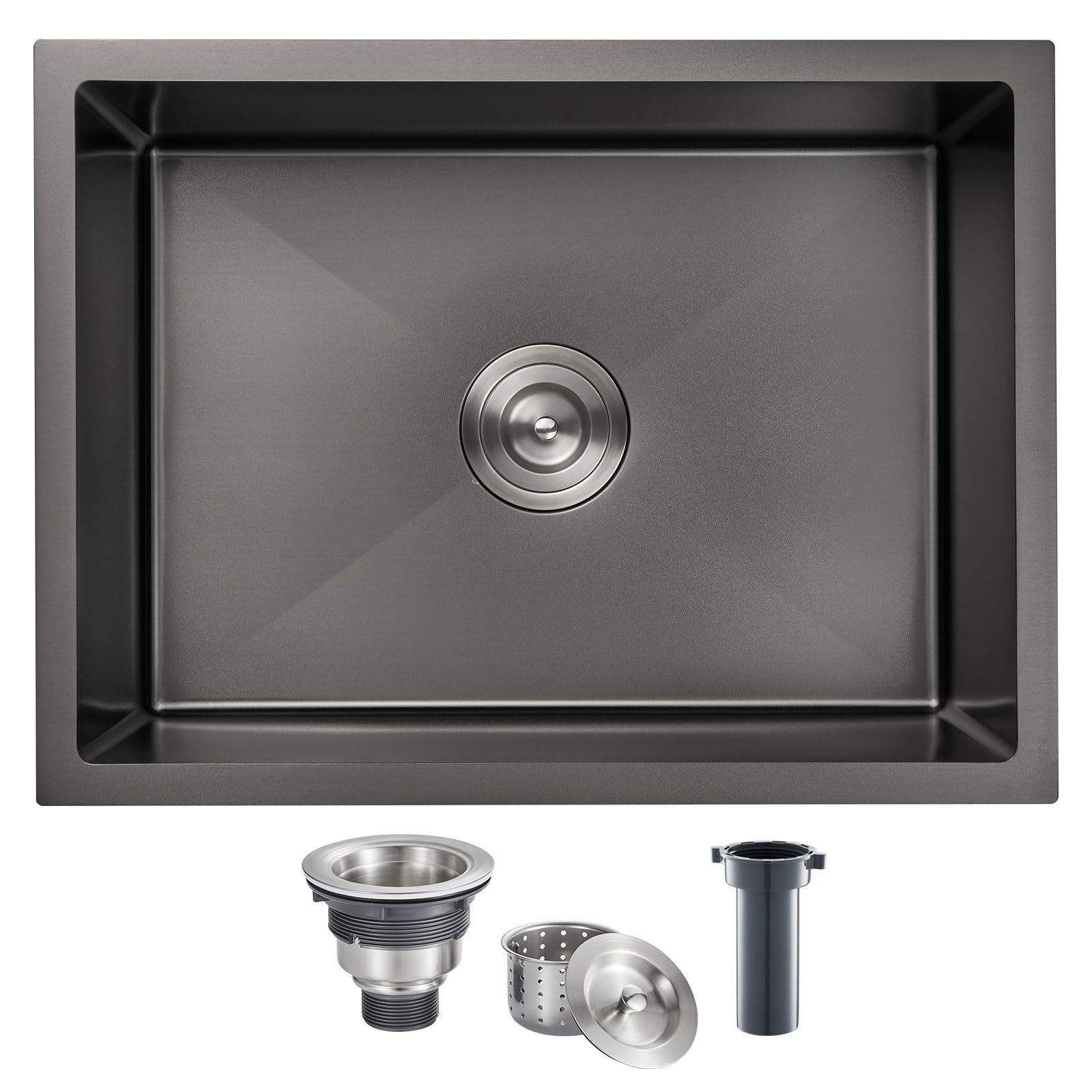 MENATT 22 inch Undermount Kitchen Sink Black, 18-Gauge Stainless Steel ...