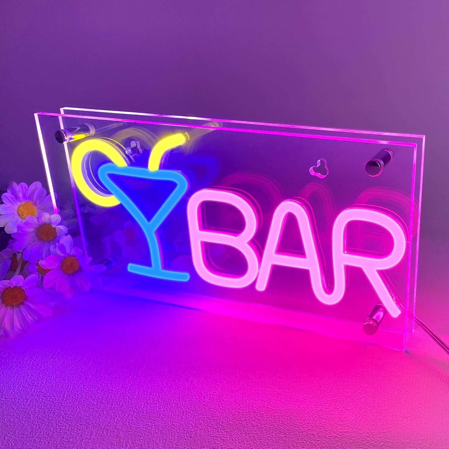 Lamomo Bar Decor, Bar Sign USB LED Desk Lightbox, Bar Light Up Sign for ...