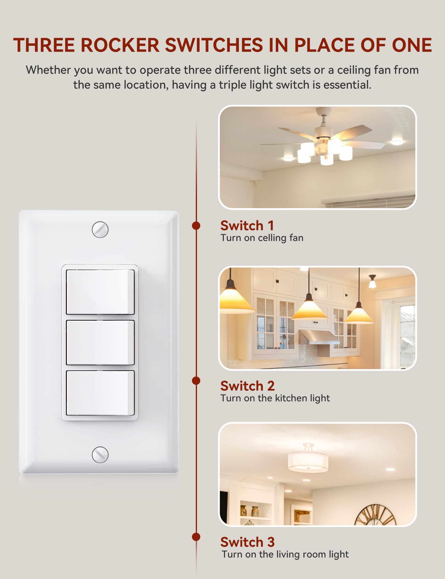 Snapklik.com : AIDA Single Pole Triple Paddle Rocker Decorator Light ...