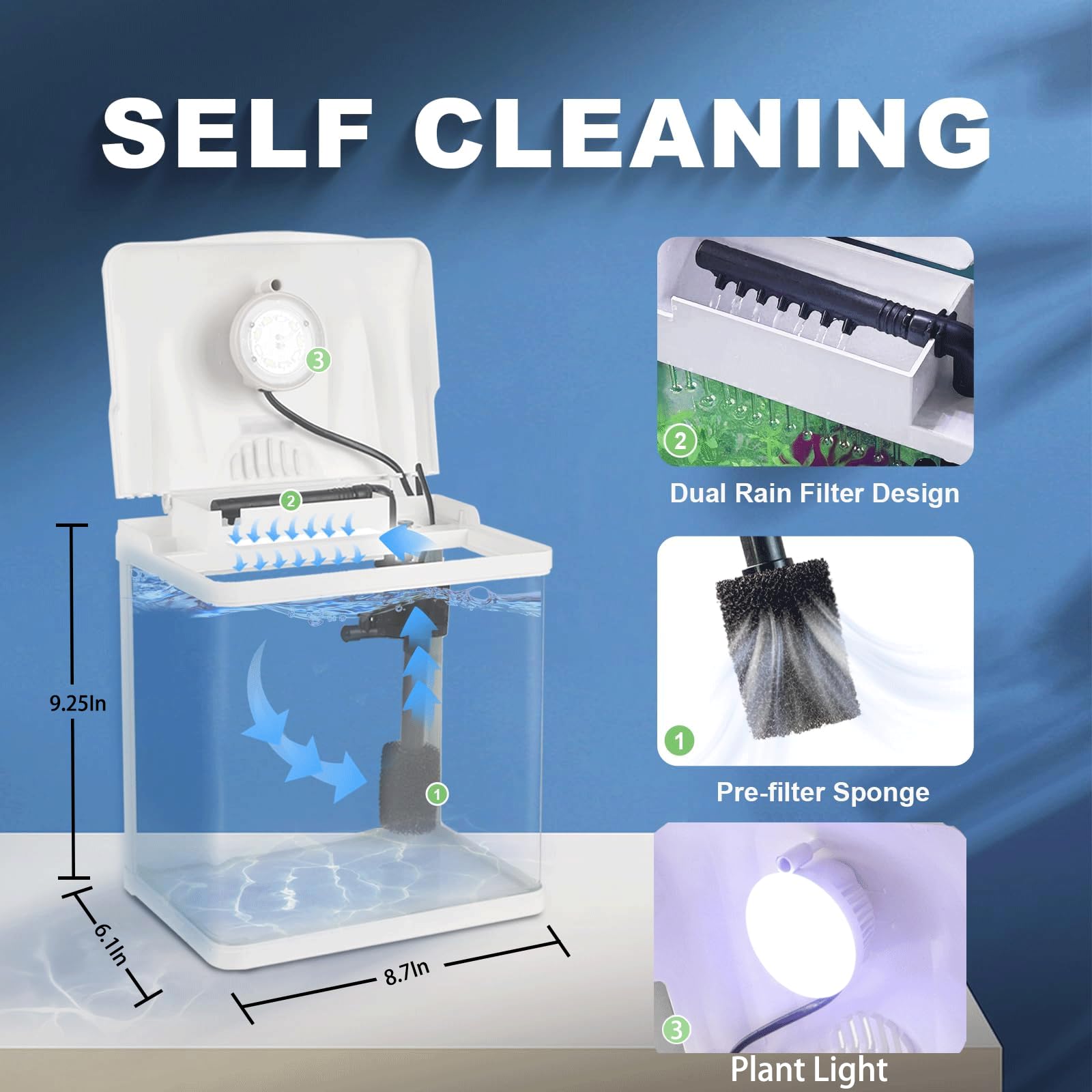 Snapklik.com : Small Fish Tank, 2 Gallon Glass Aquarium, Betta Fish ...