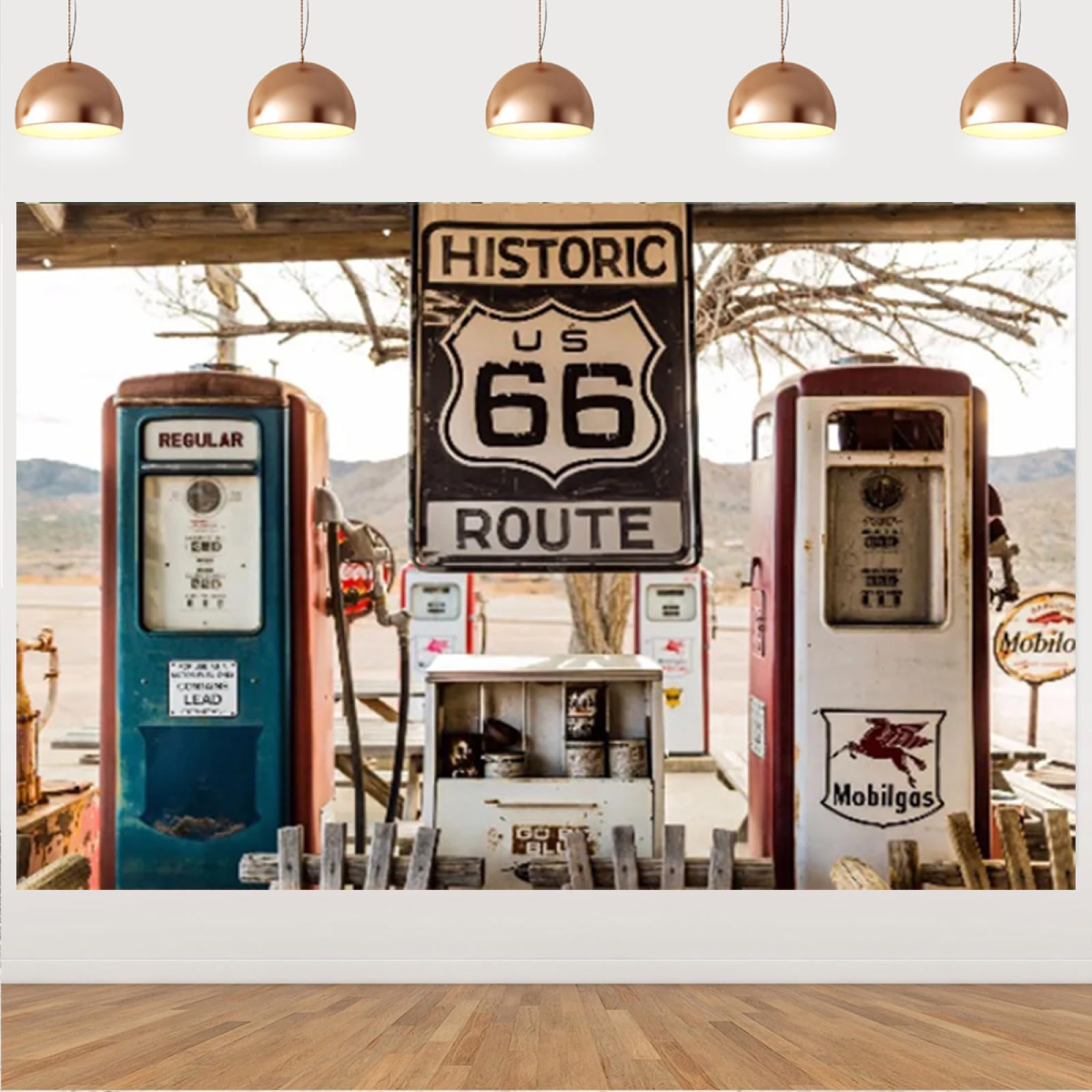Amazon.com : VIDMOT 50s Backdrop for Photography Route 66 Gas Station ...