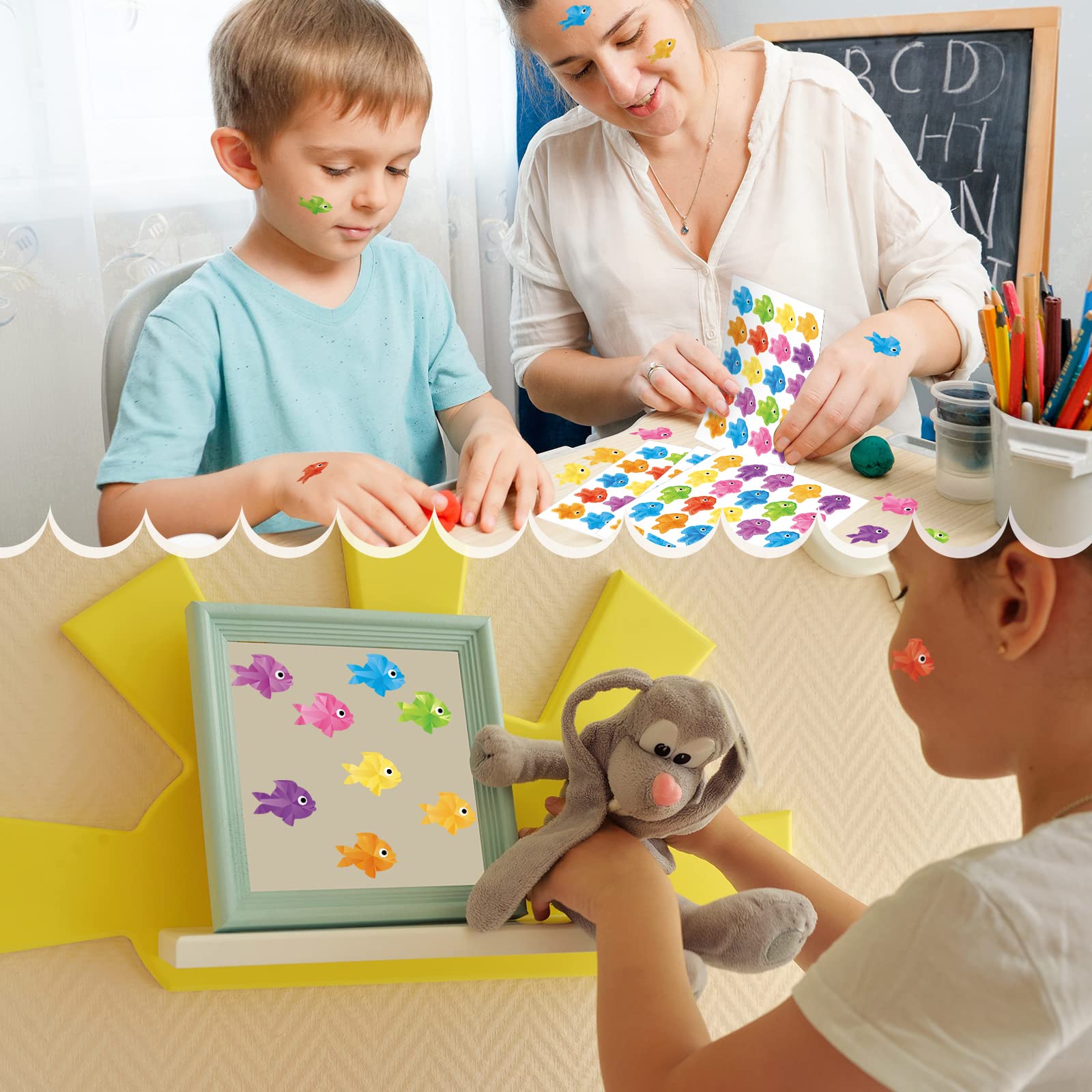 Snapklik.com : 27 Sheets 540 Pcs Fish Stickers For Kids Colorful ...