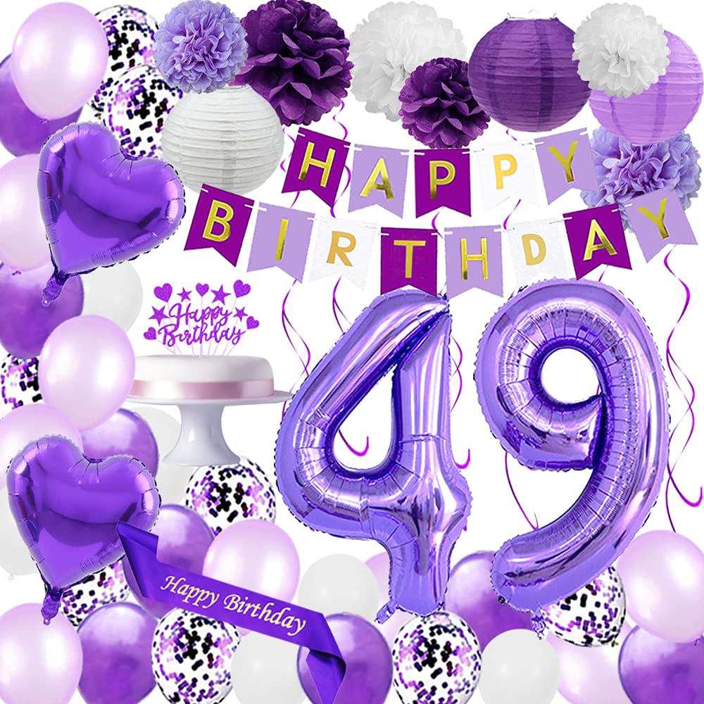 Buy Santonila Purple 49th Birthday Decorations set Happy Birthday ...