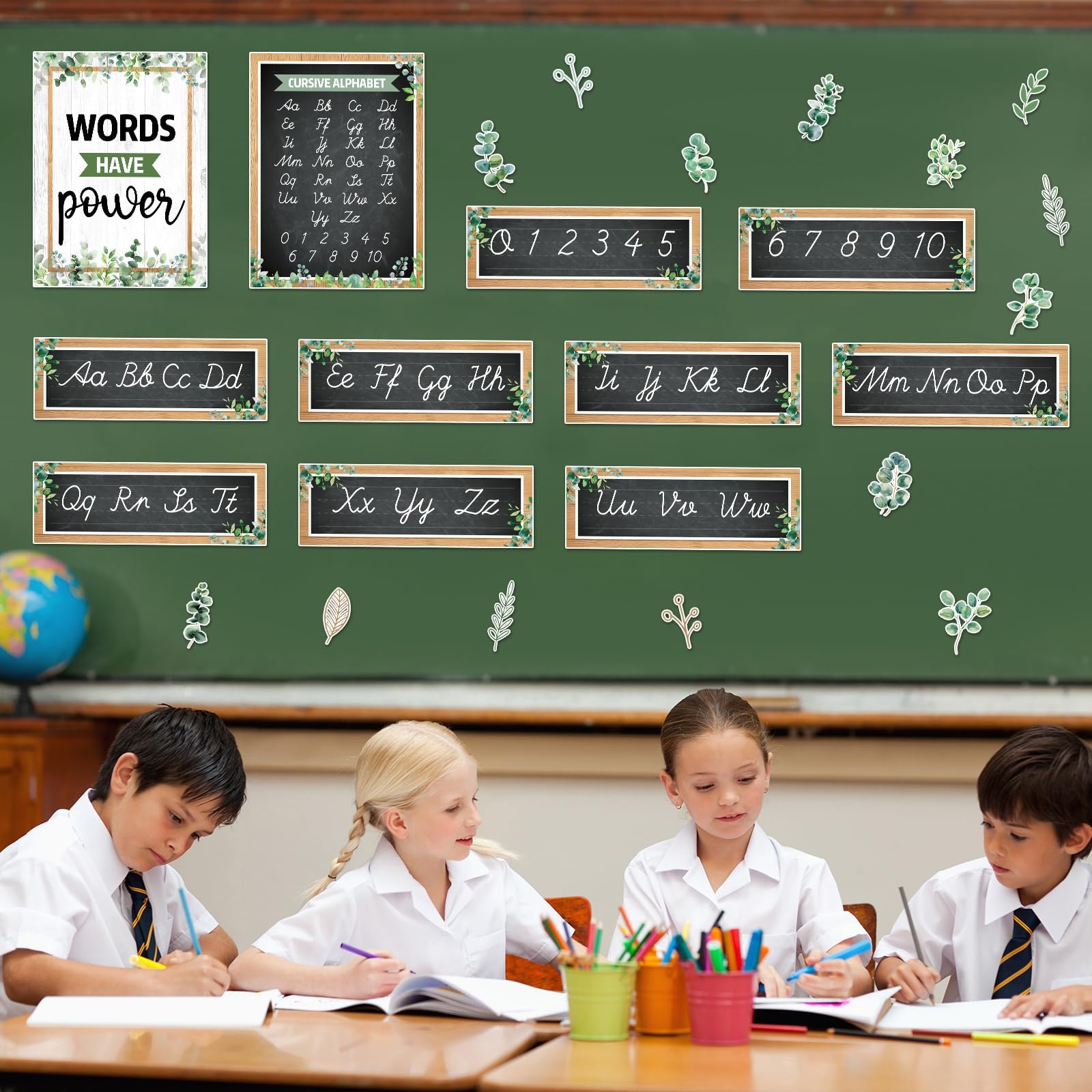 Snapklik.com : Farmhouse Cursive Alphabet And Number Line Poster ...