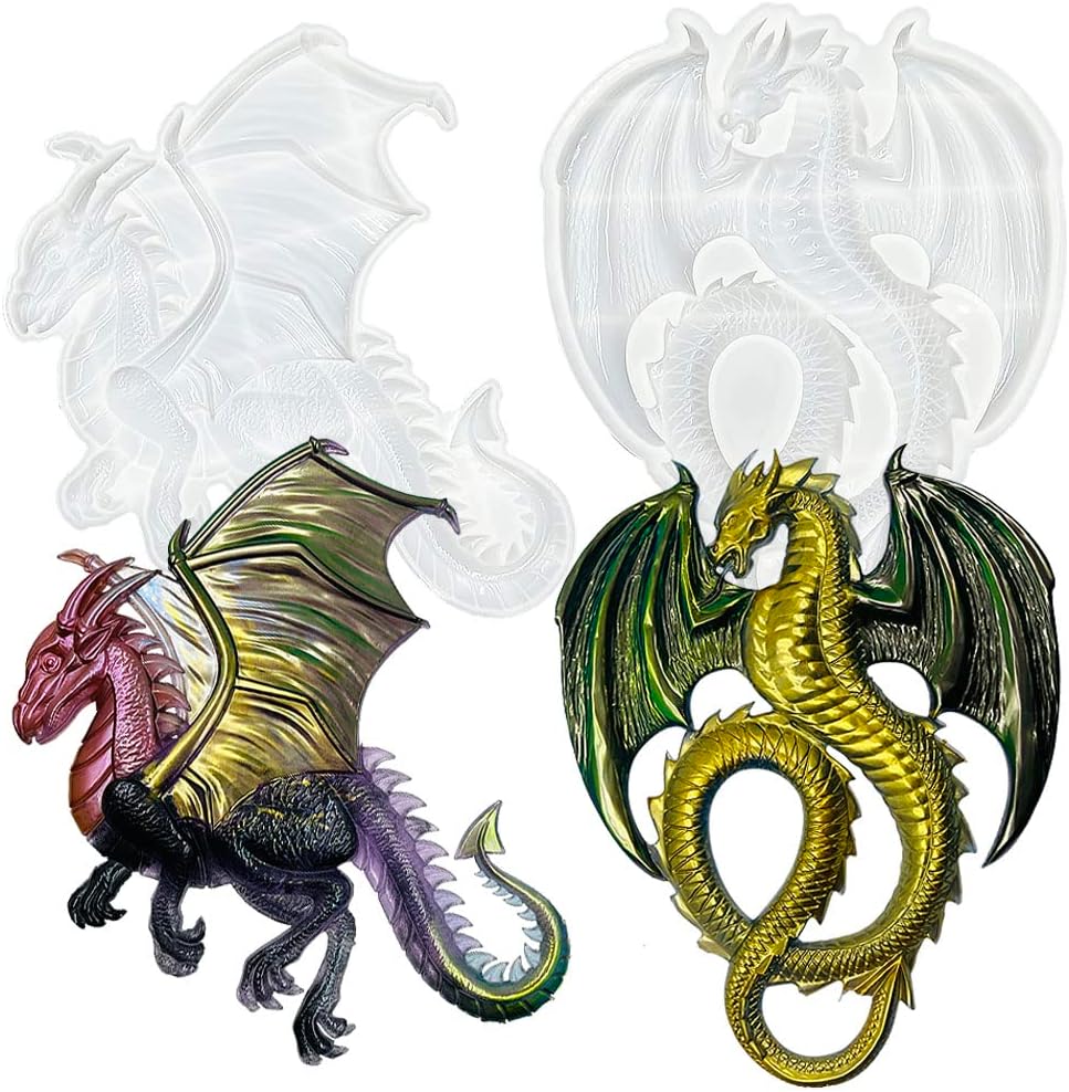 AFUNTA 2 Adet 3D Dragon Silikon Kalıp, Hayvan Reçine Kalıpları Büyük ...