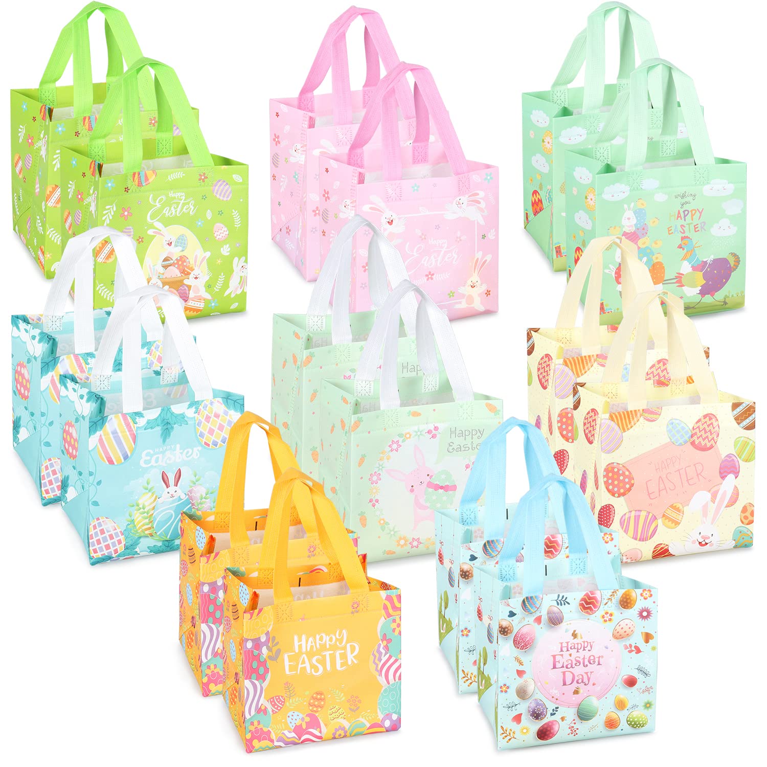 Amazon.com: 16PCS Happy Easter Egg Hunt Bags Easter Bunny Carrot Chick ...