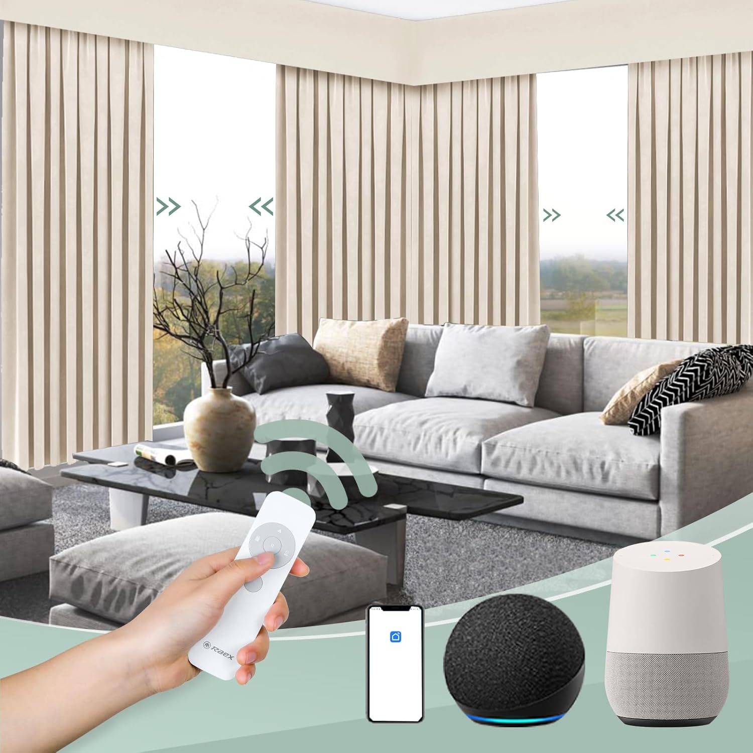 Amazon.com: Kerxwerd Smart Curtains Motorized Blackout Thermal ...