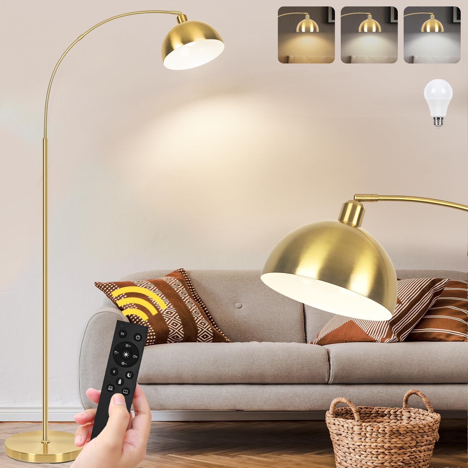 Dimmable Arc Floor Lamp for Living Room - Modern Standing Lamps, Over ...