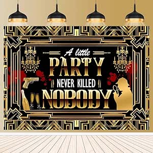 Amazon.com : Black and Gold Detective Backdrop for 1920s Party ...