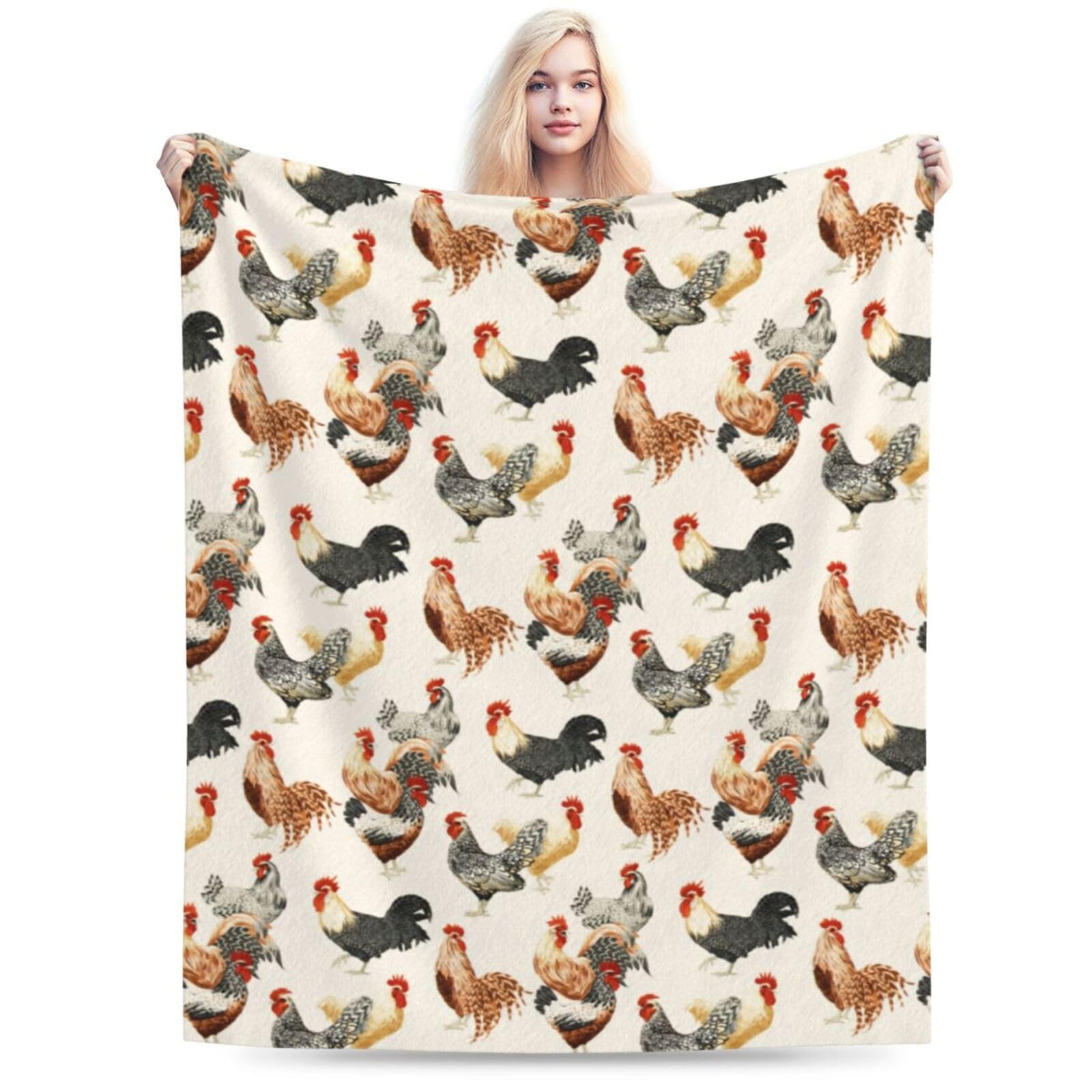 Amazon.com: Rooster Chickens Sofa Throw Blanket Flannel Super Soft Warm ...