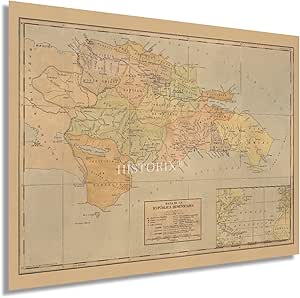 Amazon.com: HISTORIX Póster vintage de mapa de República Dominicana ...