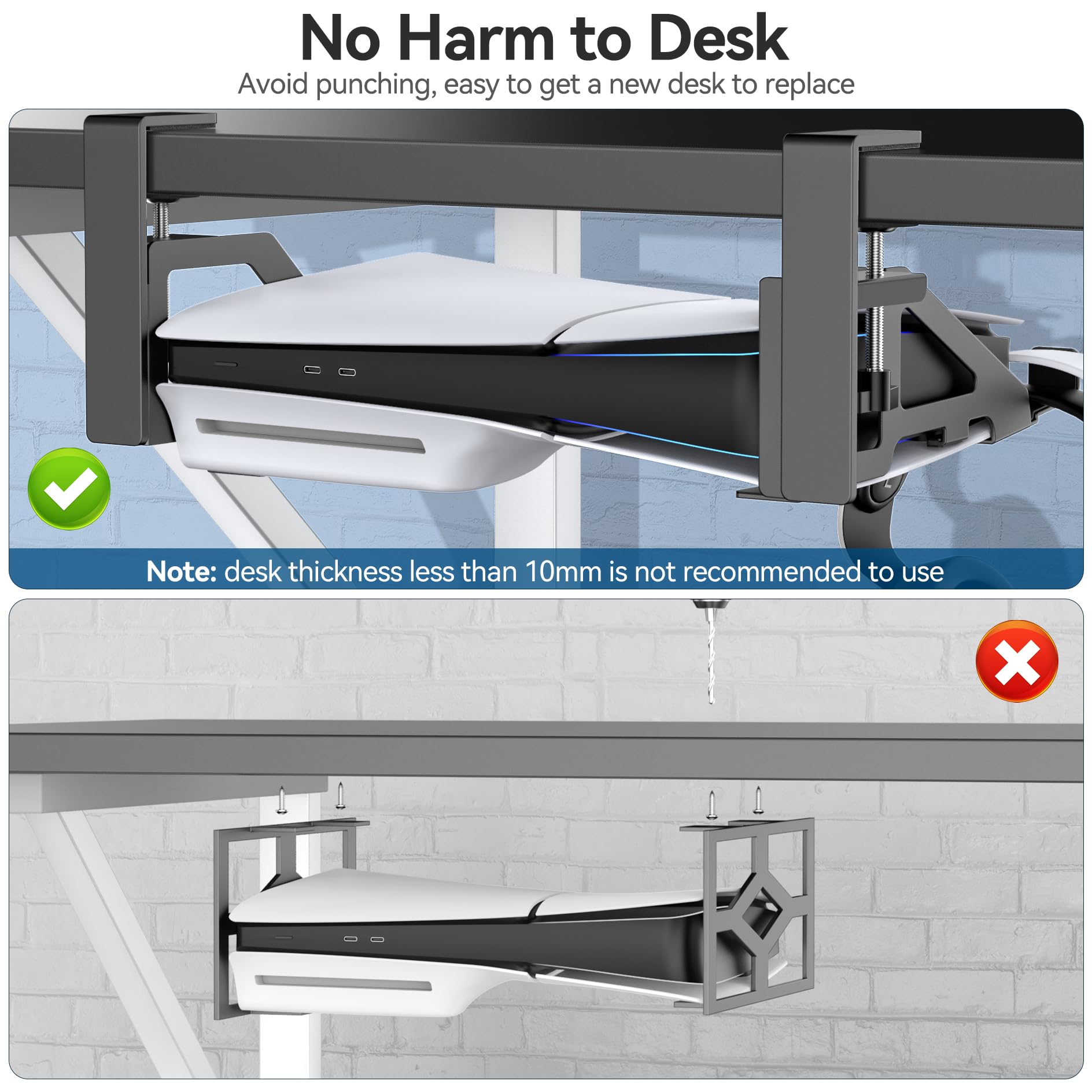 Snapklik.com : Kosker No-Drill PS5/PS5 Slim Under Desk Mount, Metal ...
