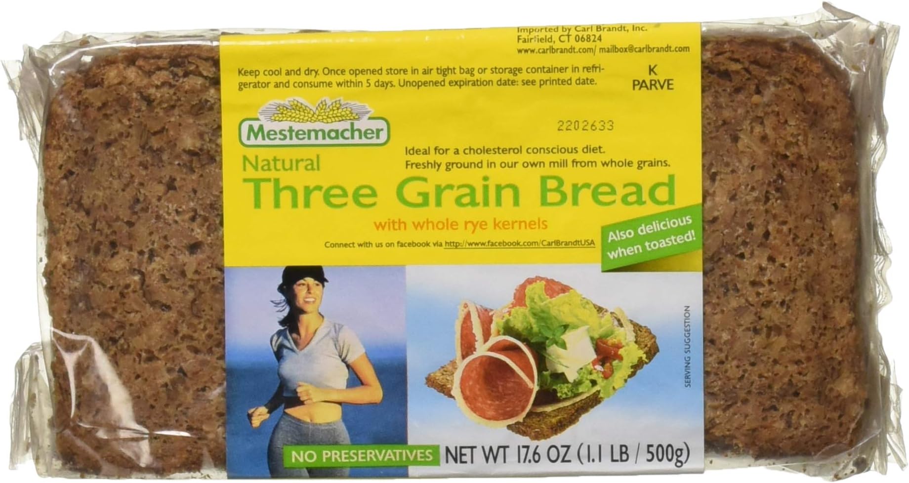 Amazon.com : MESTEMACHER Organic Three Grain Bread, 17.6 OZ : Herbal Supplements : Grocery ...