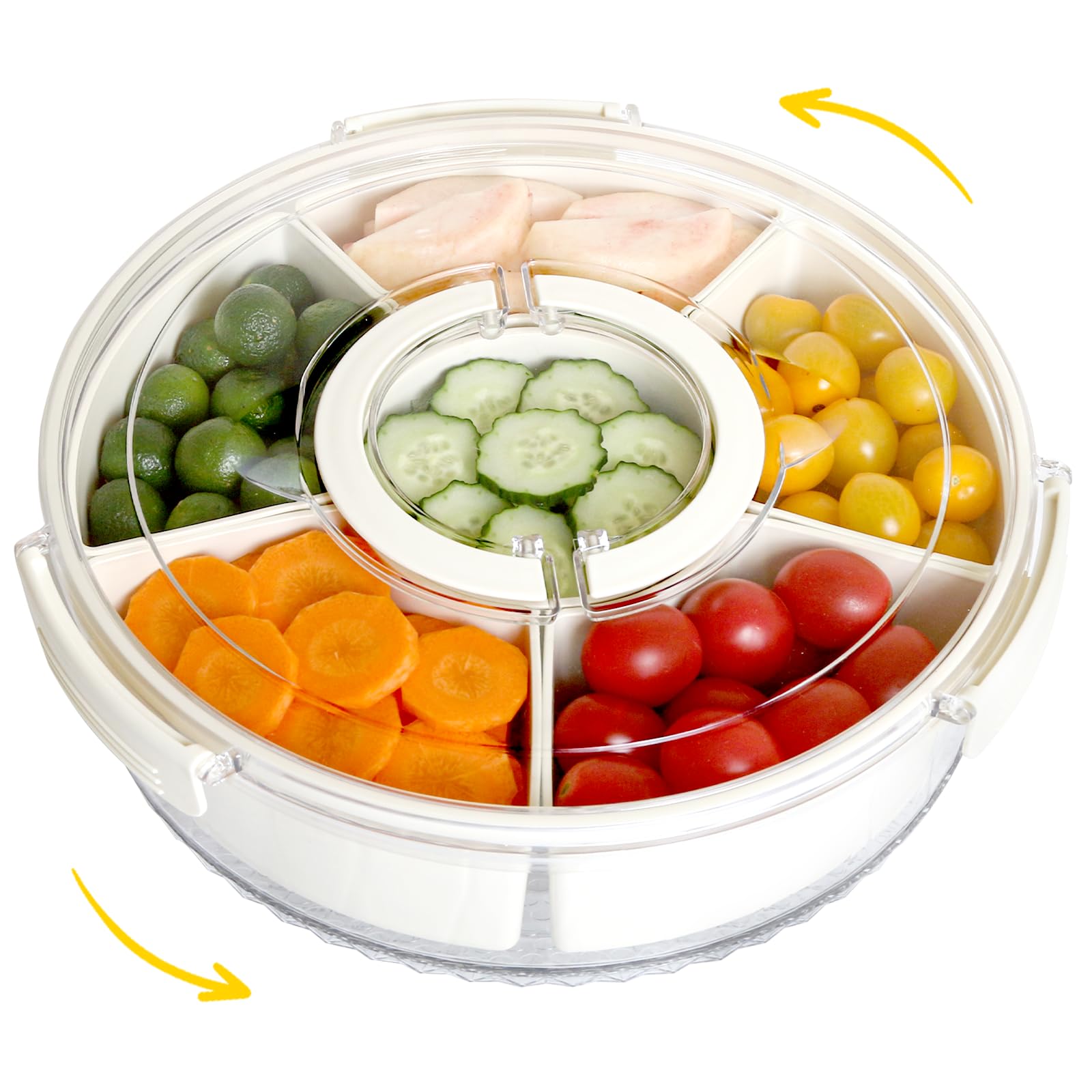 Amazon.com | 360°Rotatable Divided Serving Tray with Lid - Snackle Box ...