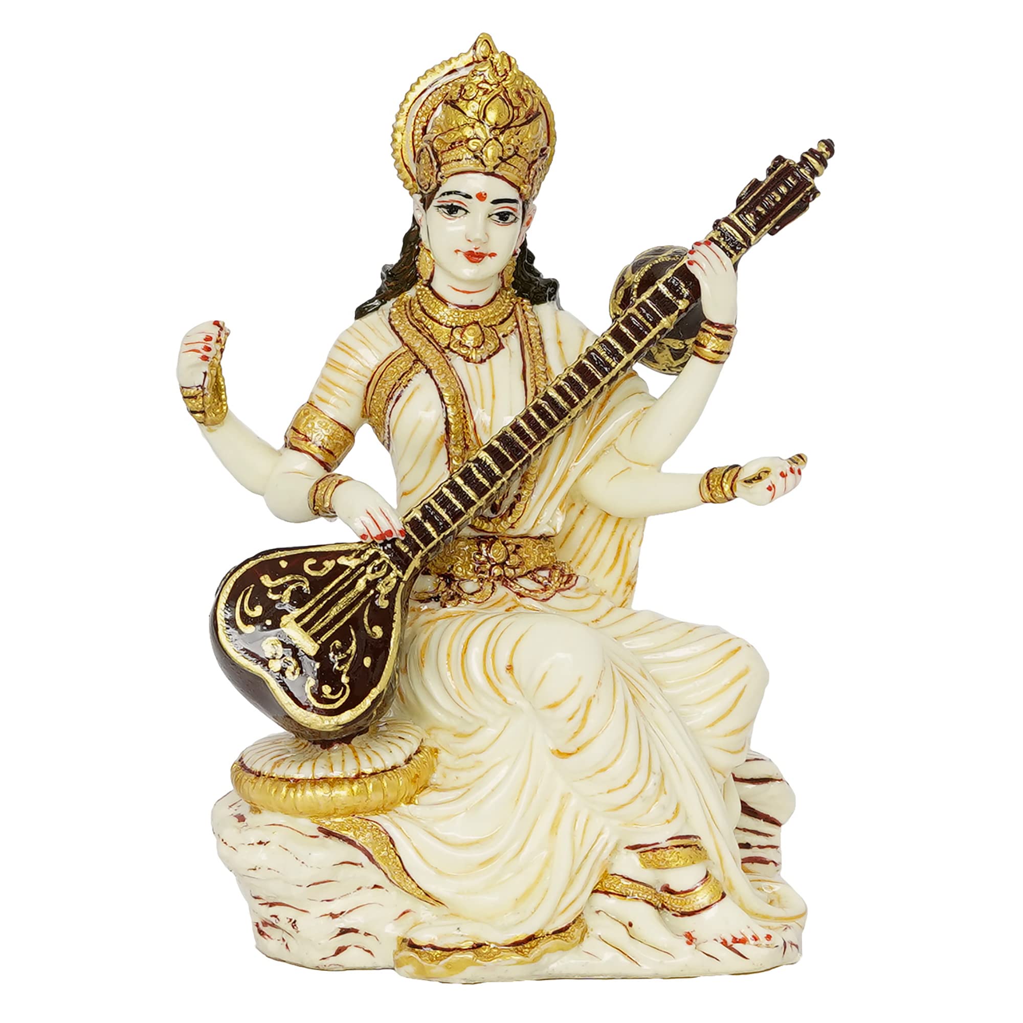 Buy Maa Saraswati Idol Marble dust Goddess Sarasvati Murti Figurine ...
