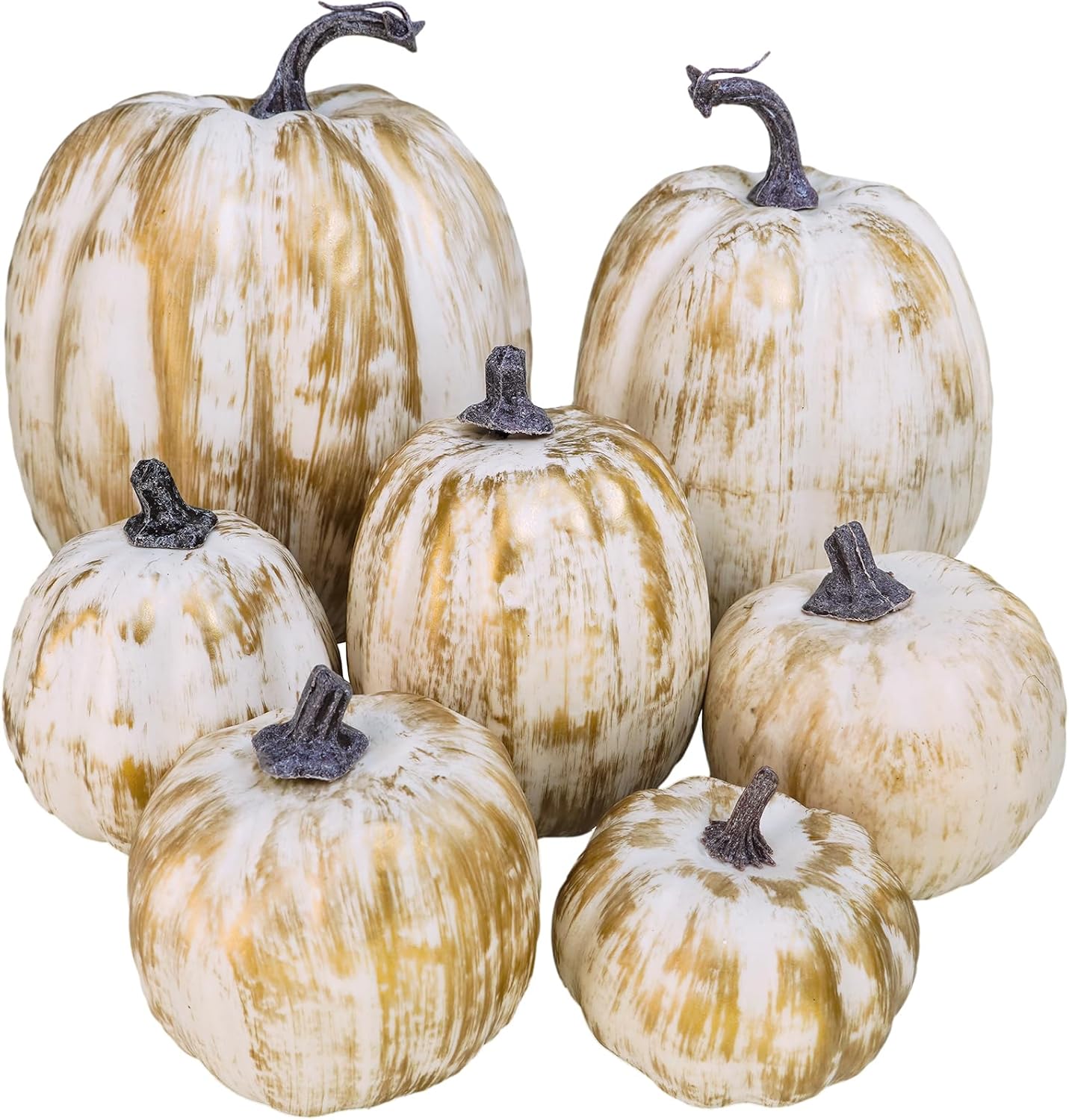 Amazon.com: 7 Pcs Assorted Sizes Fall Artificial Pumpkins Harvest ...