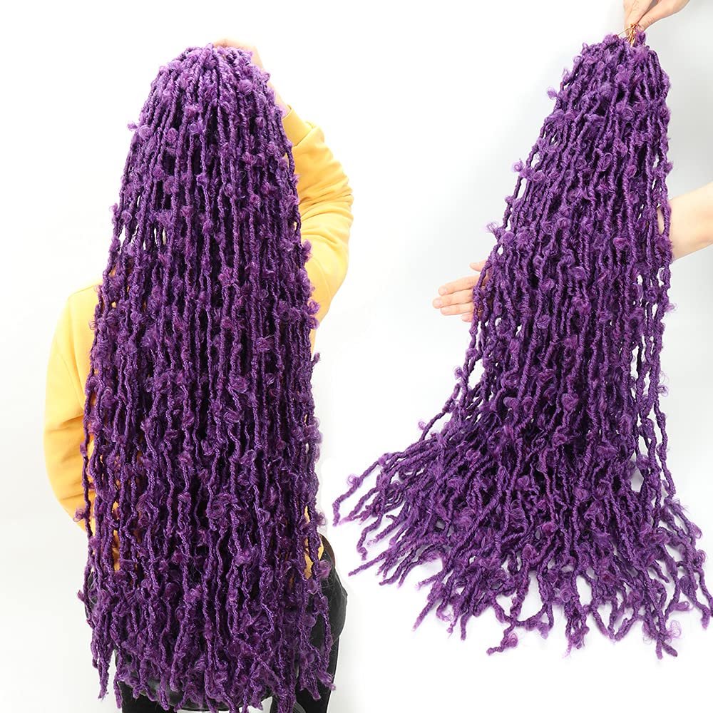 Buy 1 Packs 36 Inch Butterfly Locs Crochet Hair Purple Distressed Faux ...