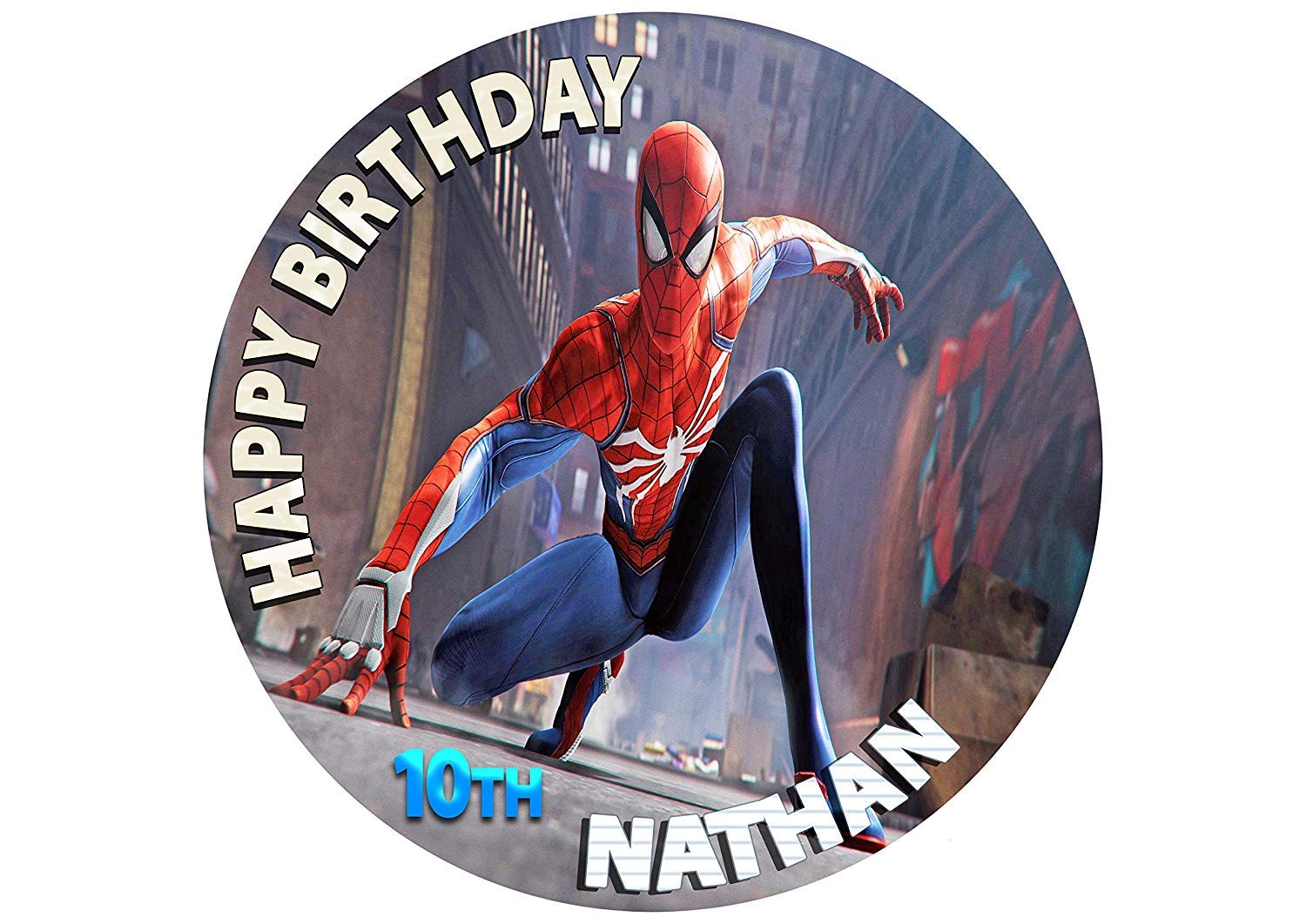 Buy Spider-Man Edible Cake Topper Personalized Birthday 8" Round Circle ...