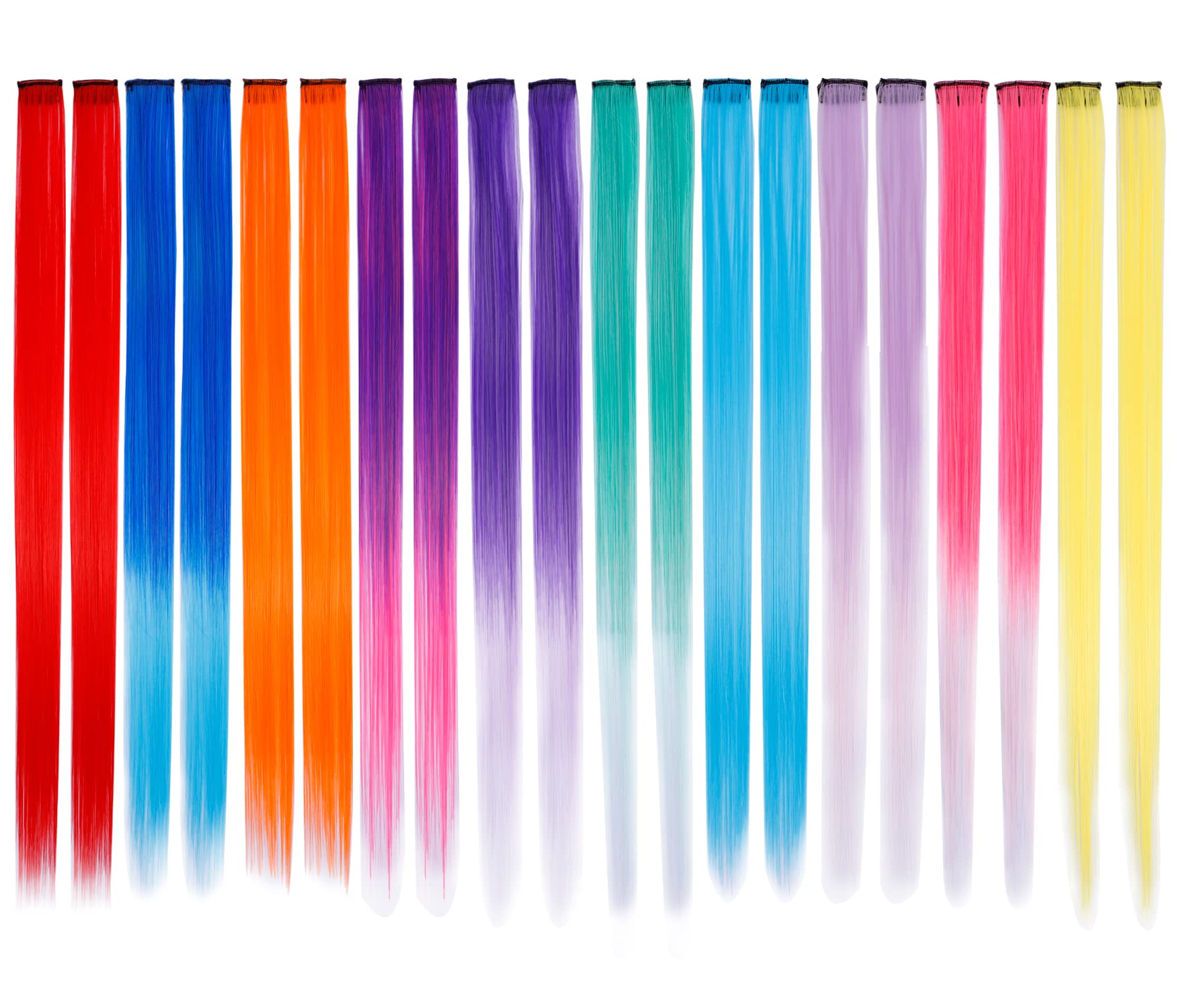 20 Pcs Colored Hair Extensions, 22 Inch Clip In Rainbow Hair Extensions ...