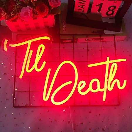 Amazon.com : Planzo Til Death Neon Light Sign for Halloween Gothic ...