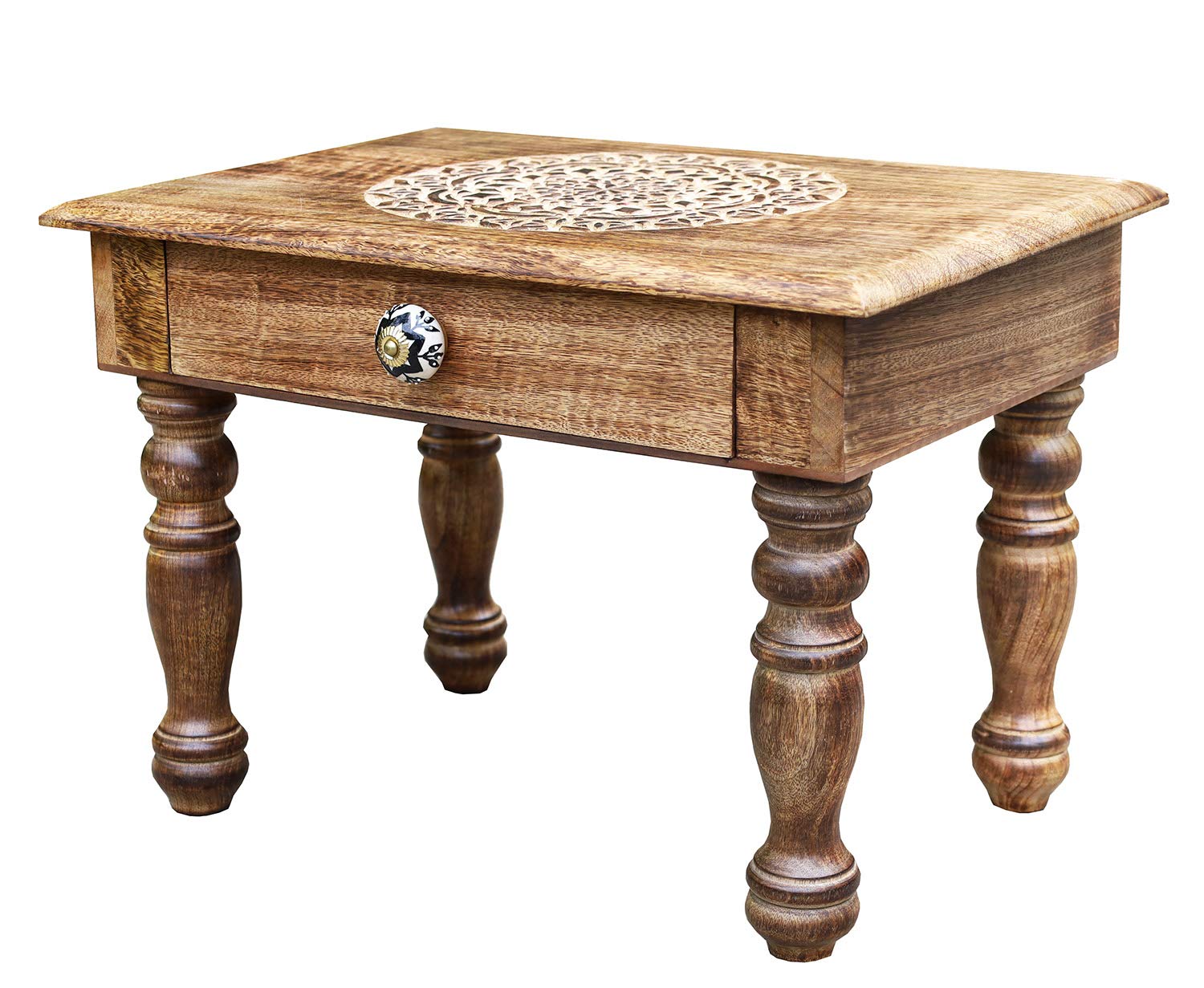 Amazon.com: DharmaObjects Solid Mango Wood Hand Carved Puja Shrine ...