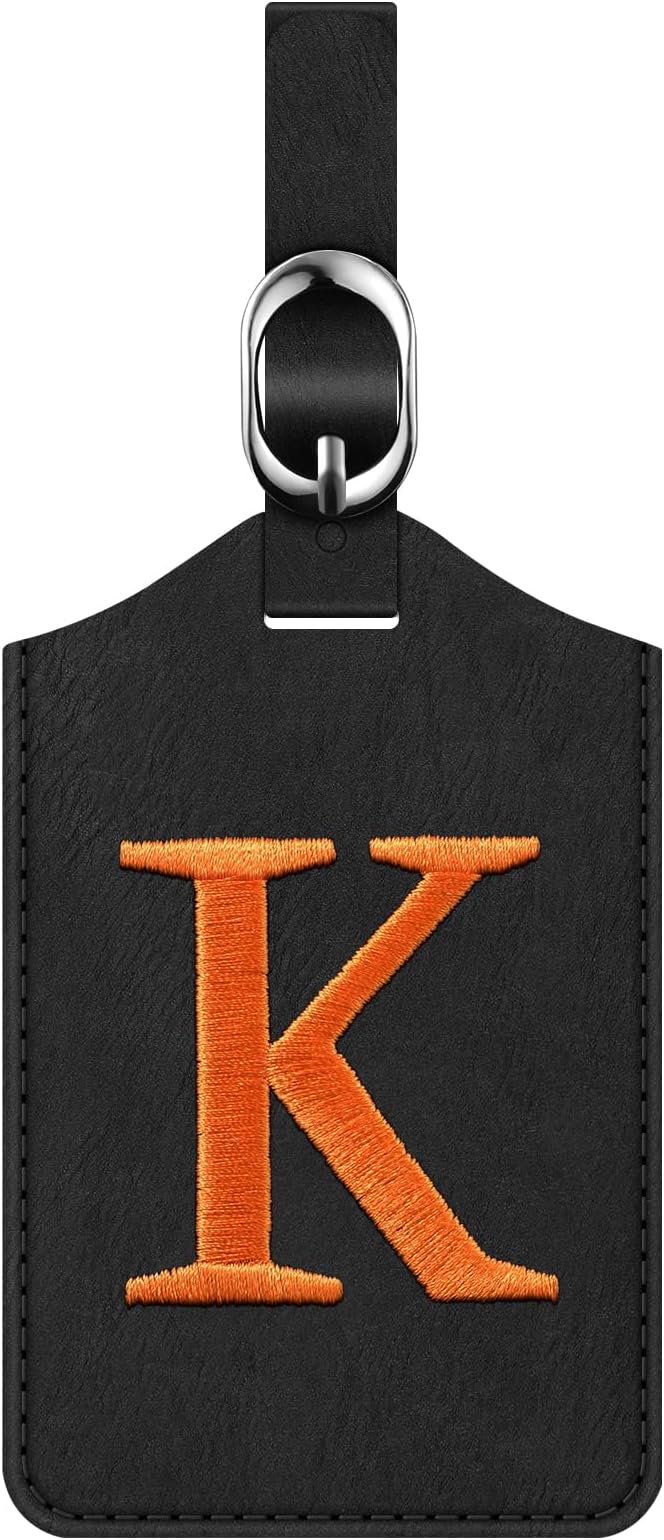Amazon.com: Personalized Initial Luggage Tags for Suitcases, Cute PU Leather Embroidered Letter ...