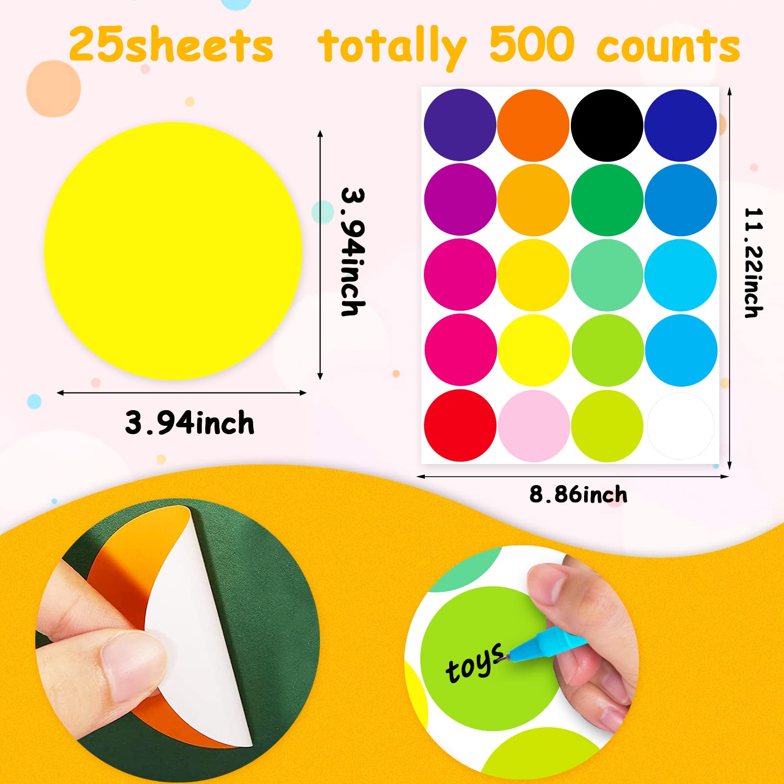 Snapklik.com : Dot Label Stickers 2 Inch 500 Large Circle Colored Round ...