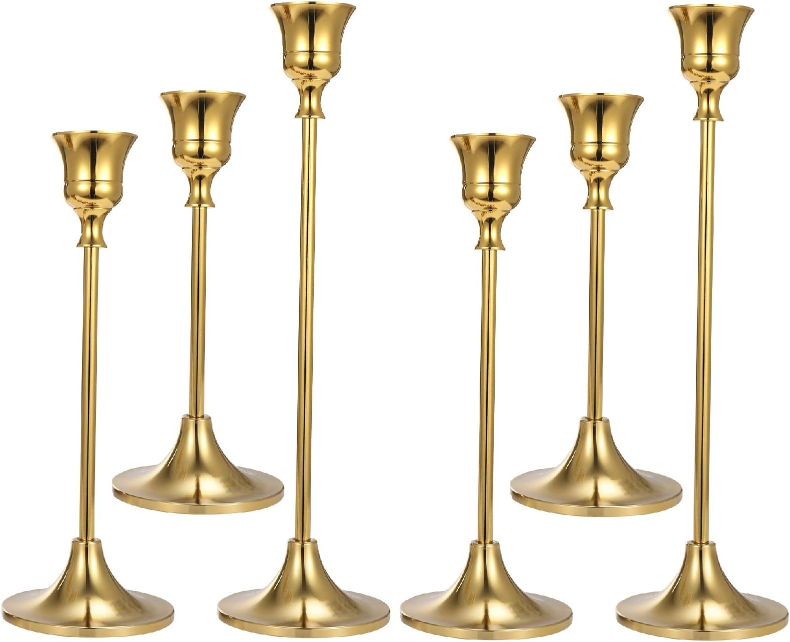 Amazon.com: Mumufy 30 Pcs Gold Candlestick Holder Pillar Gold Candle ...
