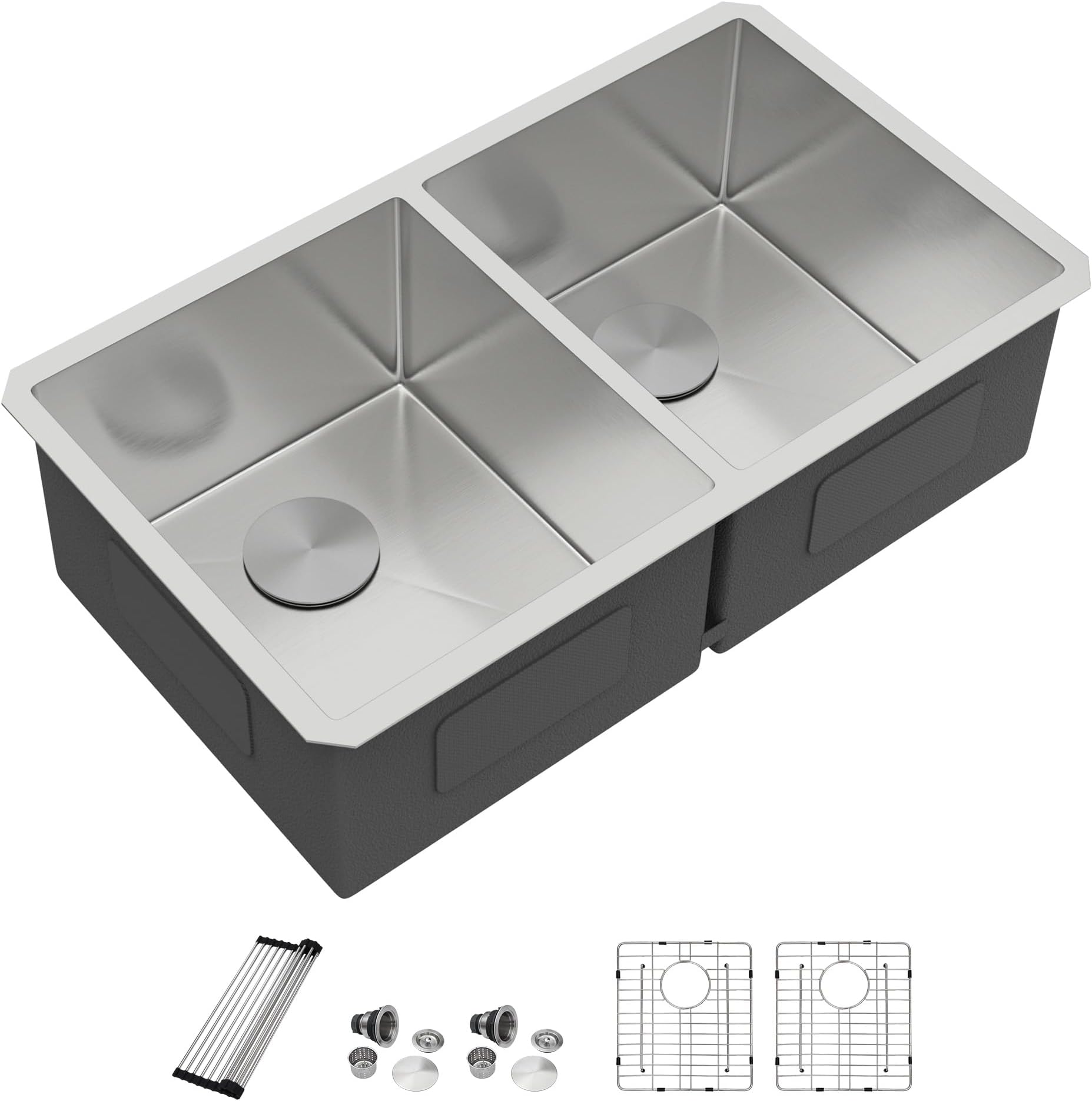 Dcolora 36" Extra Large Double Bowl Kitchen Sink Undermount 50/50 Split ...