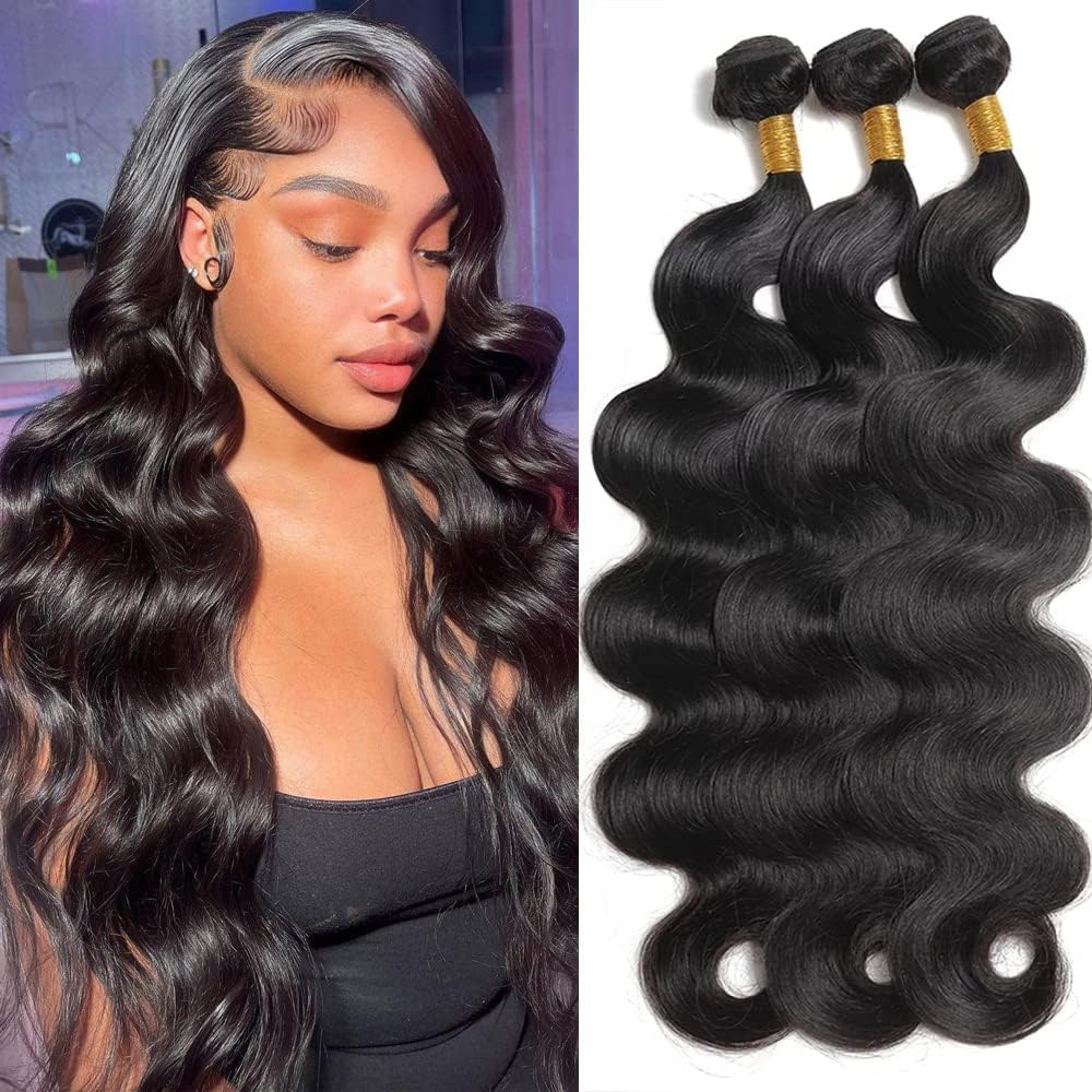 Amazon.com : Body Wave Human Hair Bundles Brazilian Virgin Body Wave ...