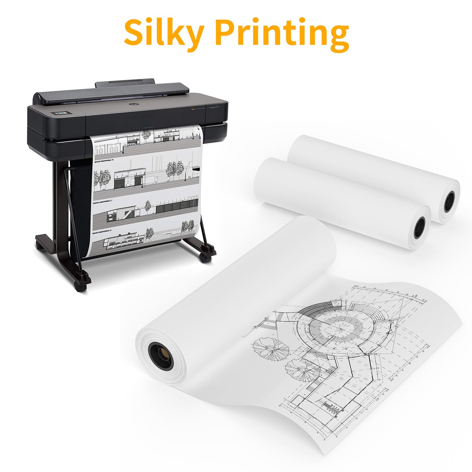 Snapklik.com : Wide Format Paper 24" X 150 Plotter Paper 1 Rolls CAD ...