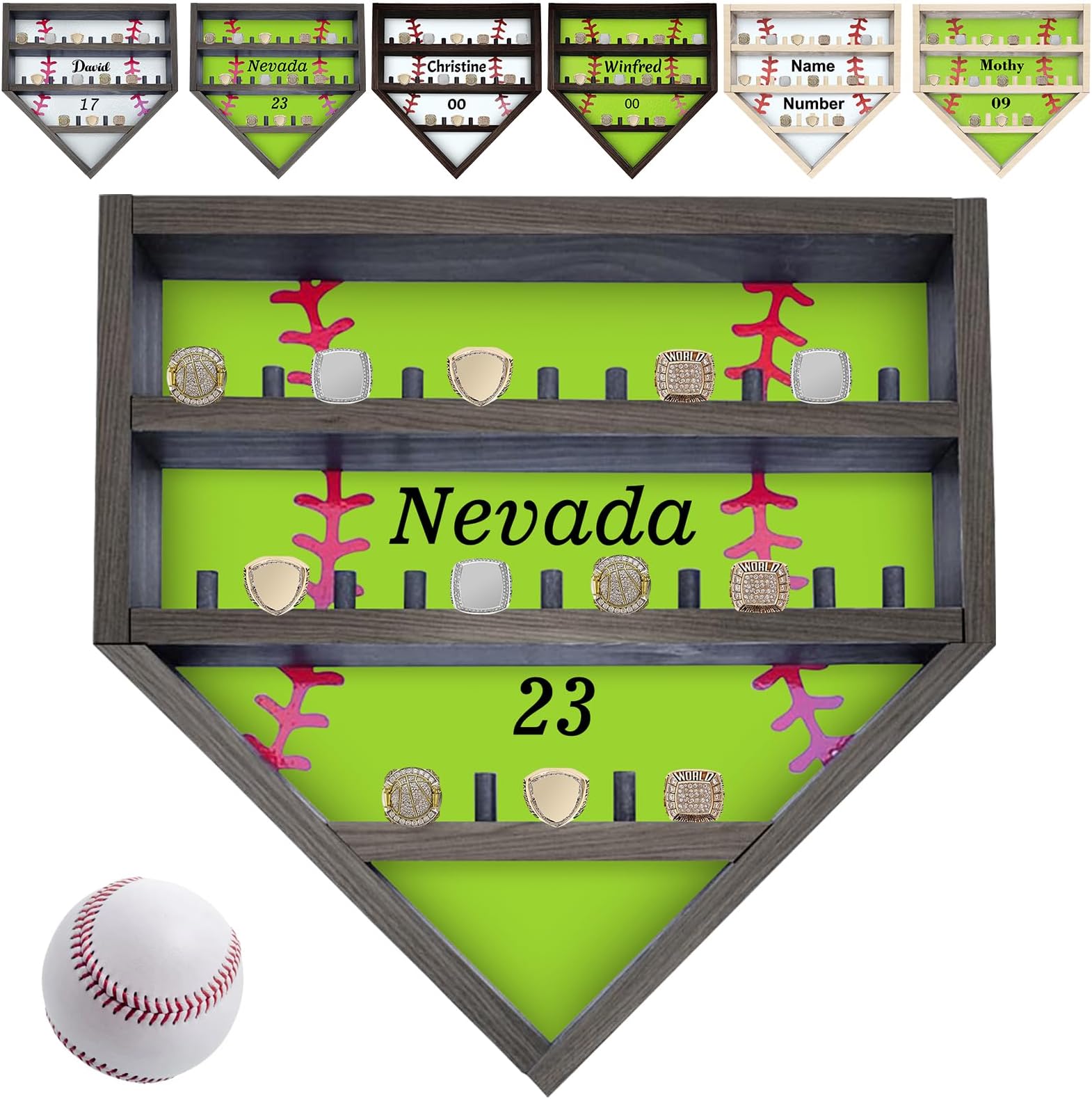 Amazon.com: Baseball Holder Display Case Wooden Championship Ring ...