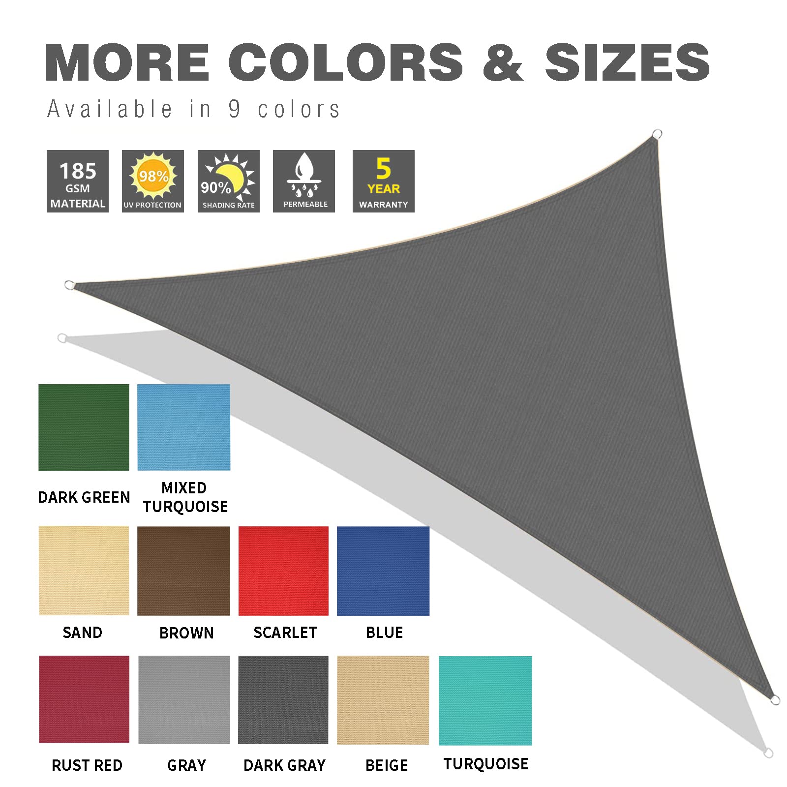 Snapklik.com : Amagenix Sun Shade Sail 8X8X8 Curved Edge Outdoor Shade ...