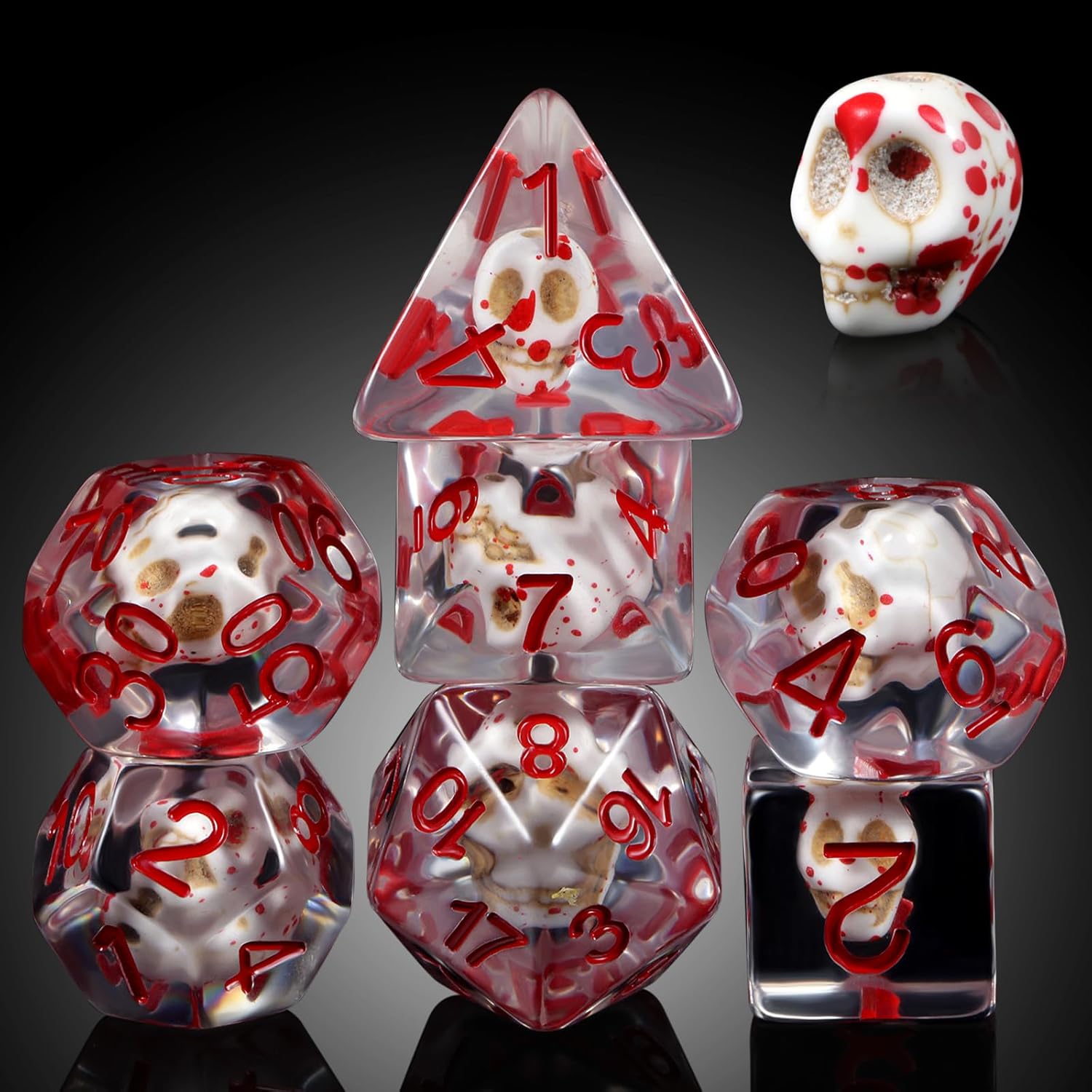 Amazon.com: Blood Skull DND Dice, DNDND Skull Resin Dice Set with ...