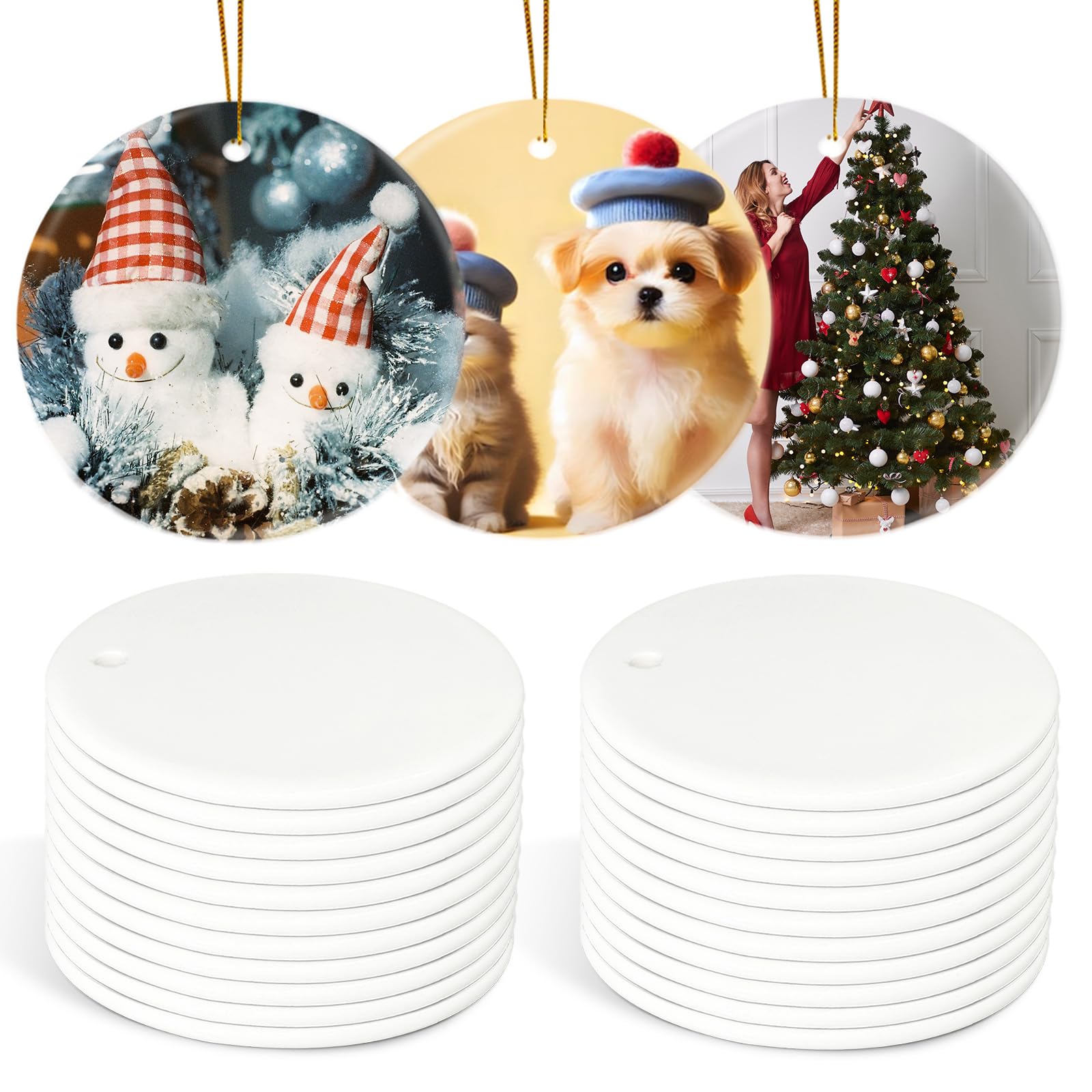Amazon.com: Sublimation Ornament Blanks, Double-Sided Ceramic Ornaments ...