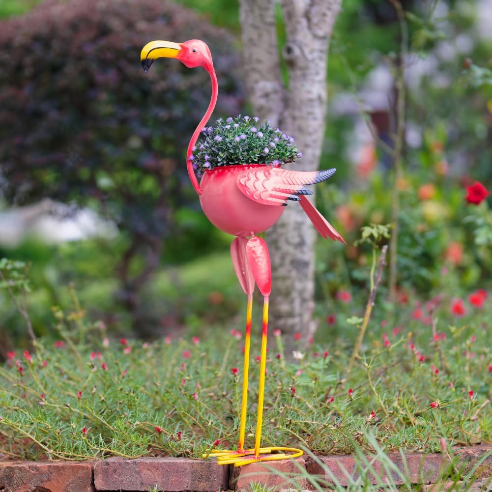 Amazon.com : Sets of 2 Bird Planters Flamingos : Patio, Lawn & Garden