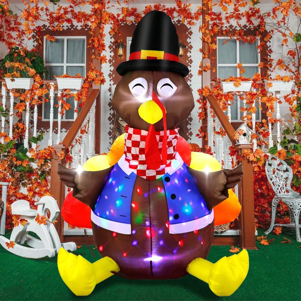 Amazon.com: AerWo 6ft Inflatable Turkey Outdoor Thanksgiving Decoration ...