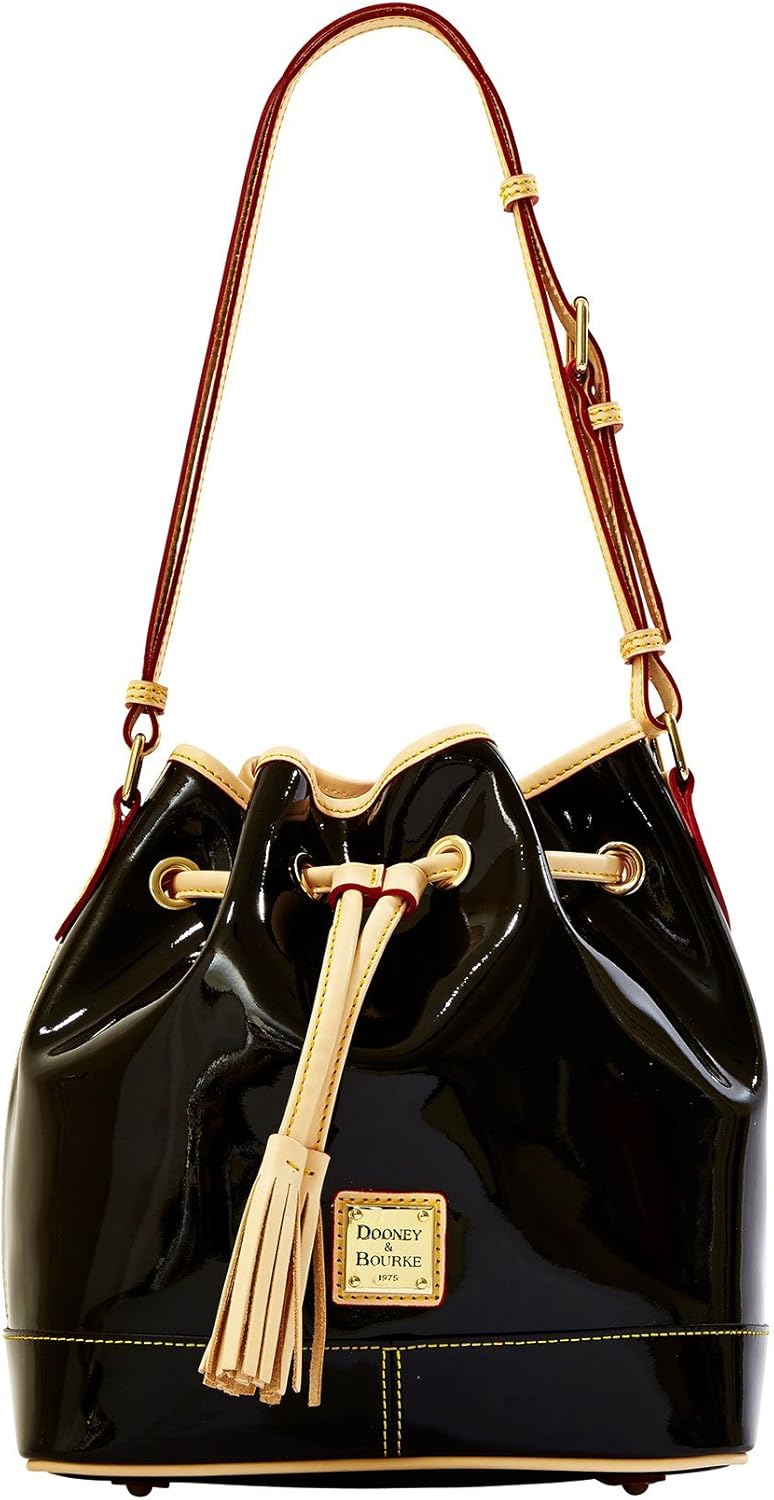 Dooney & Bourke Patent Leather Drawstring, Black : Amazon.co.uk: Fashion
