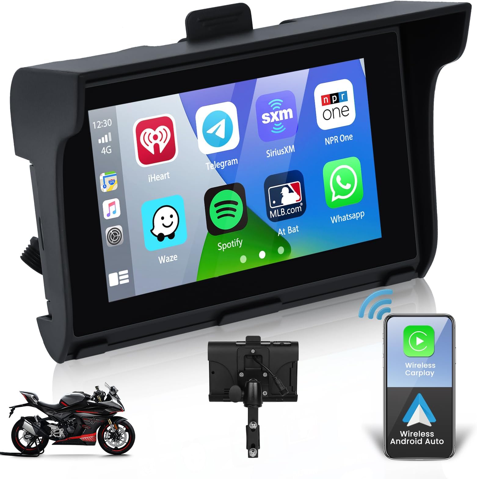 Motorrad CarPlay Android Auto, 5 Zoll Motor Bildschirms Autoradio Navi ...
